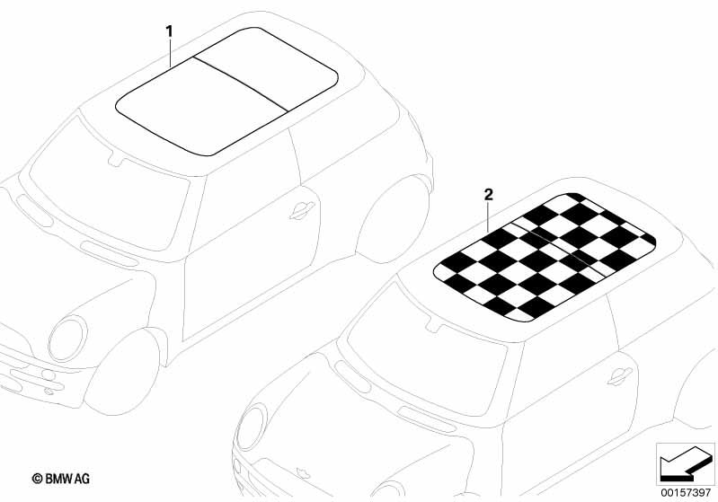 MINI MINI R53 Roof graphic sunroof parts 2001 - 2006 | ETK USA