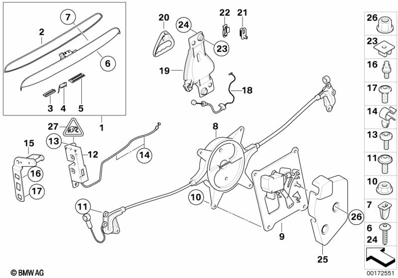 MINI MINI Cabrio R52 Trunk lid/closing system parts 2004 - 2004 | ETK USA