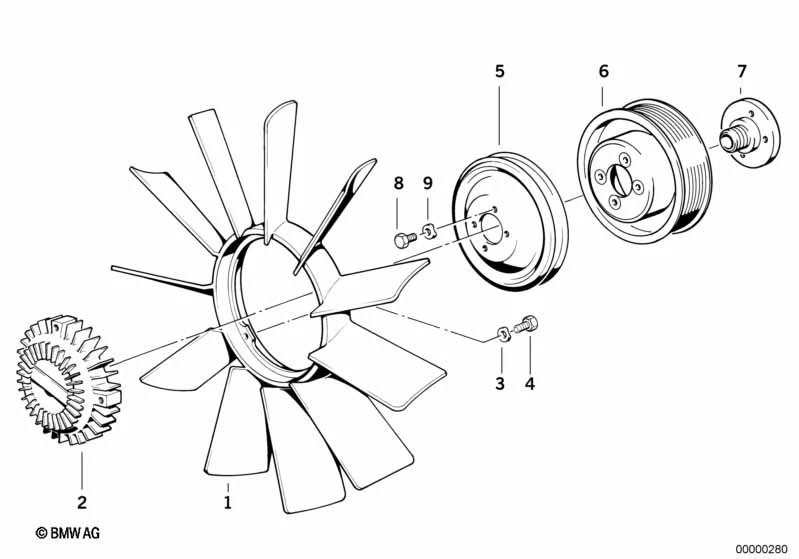 BMW 7' E32 Cooling system-fan/fan coupling parts 1986 - 1993 | ETK Europe