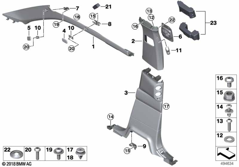 Rolls-Royce Cullinan RR31 Trim panel a- / b-pillar parts 2018 - 2020 ...