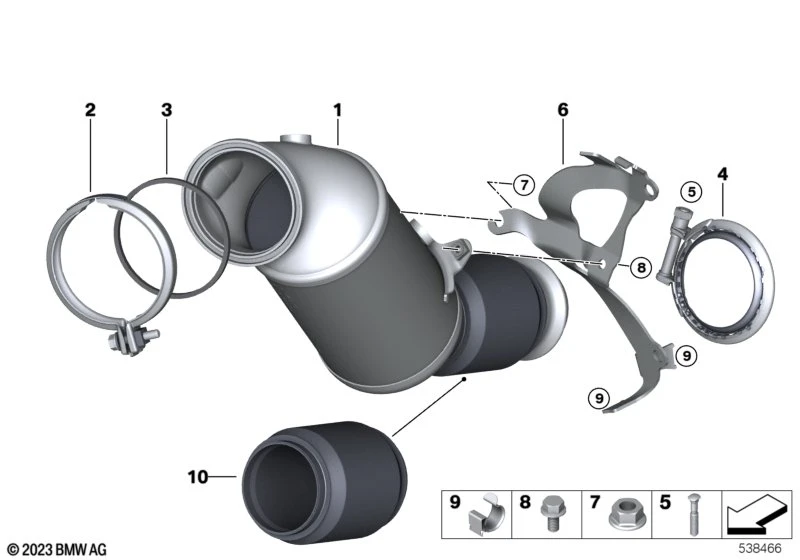 BMW 5' G30 Engine-compartment catalytic converter parts 2017 - 2018 ...
