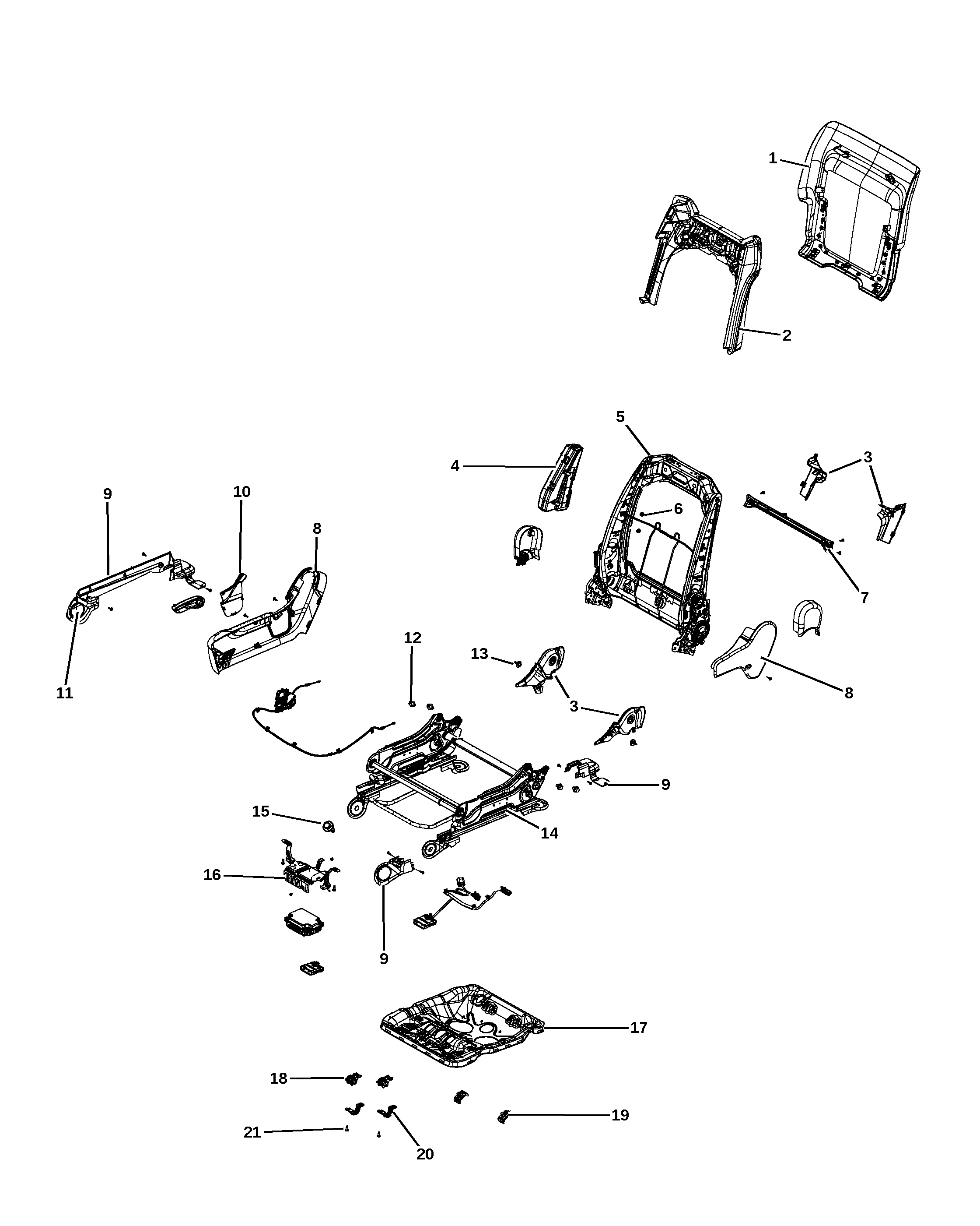 Jeep Grand Cherokee WK Adjusters, recliners and shields - passenger ...