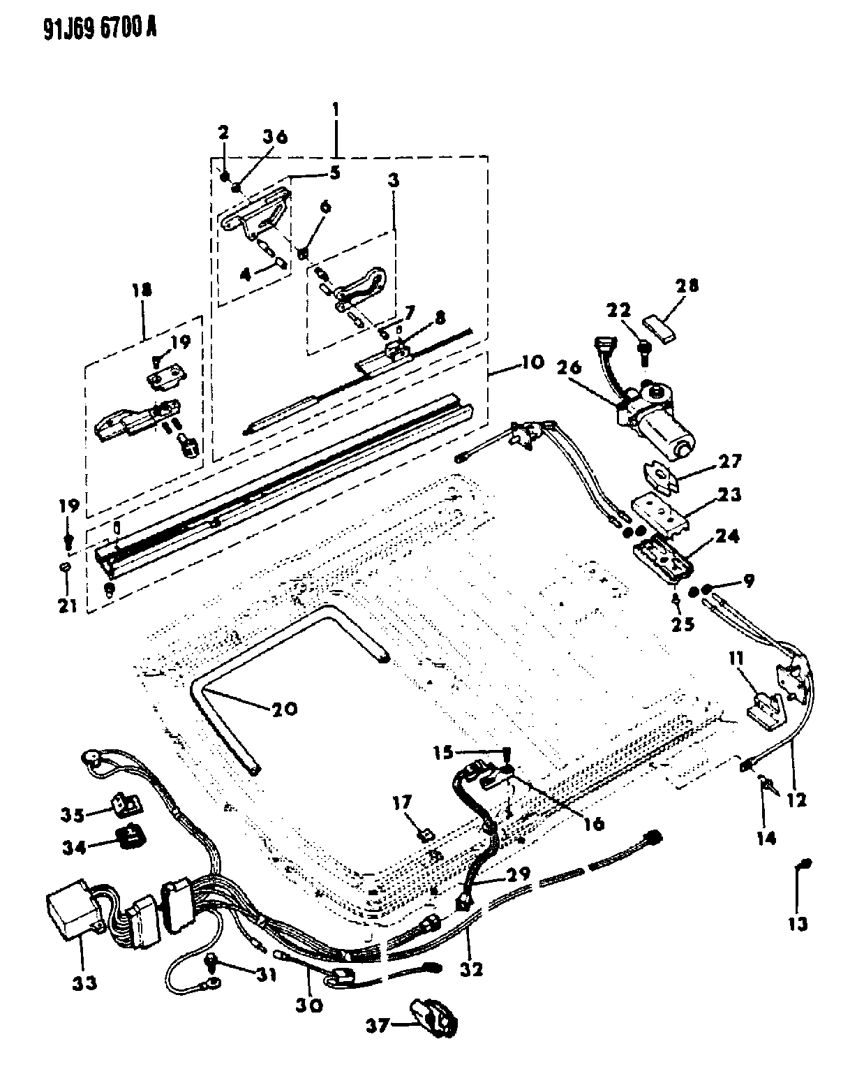 Jeep CJ/SJ/XJ Sunroof track and electrical, grand wagoneer, sj parts ...