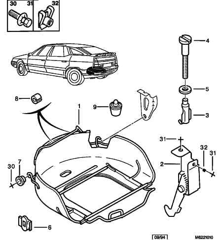 Buy Citroen XM Facelift Spare wheel carrier parts online 1994 - 2000 ...