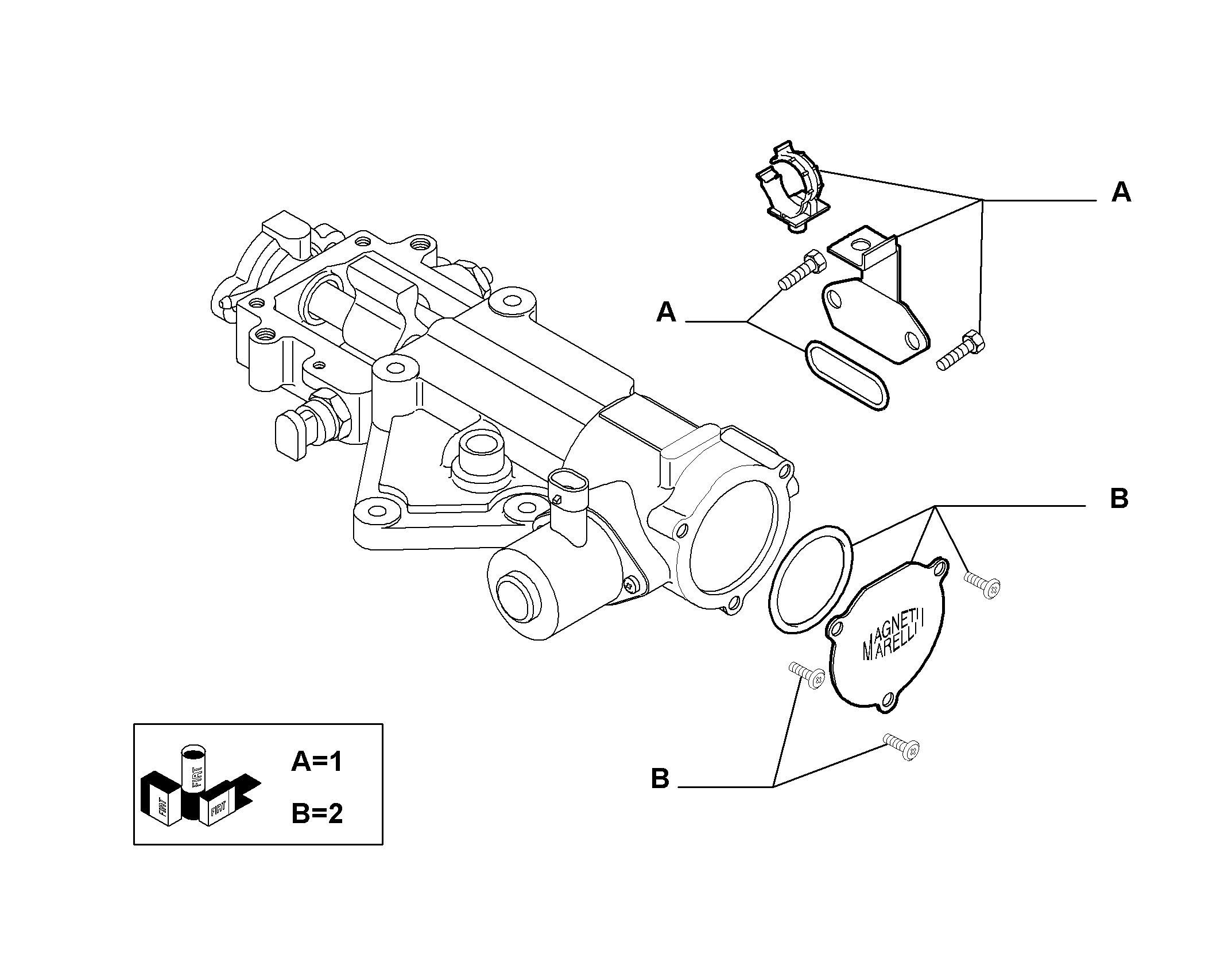 Fiat Panda 169 Gearbox control module, brackets and actuator cover ...