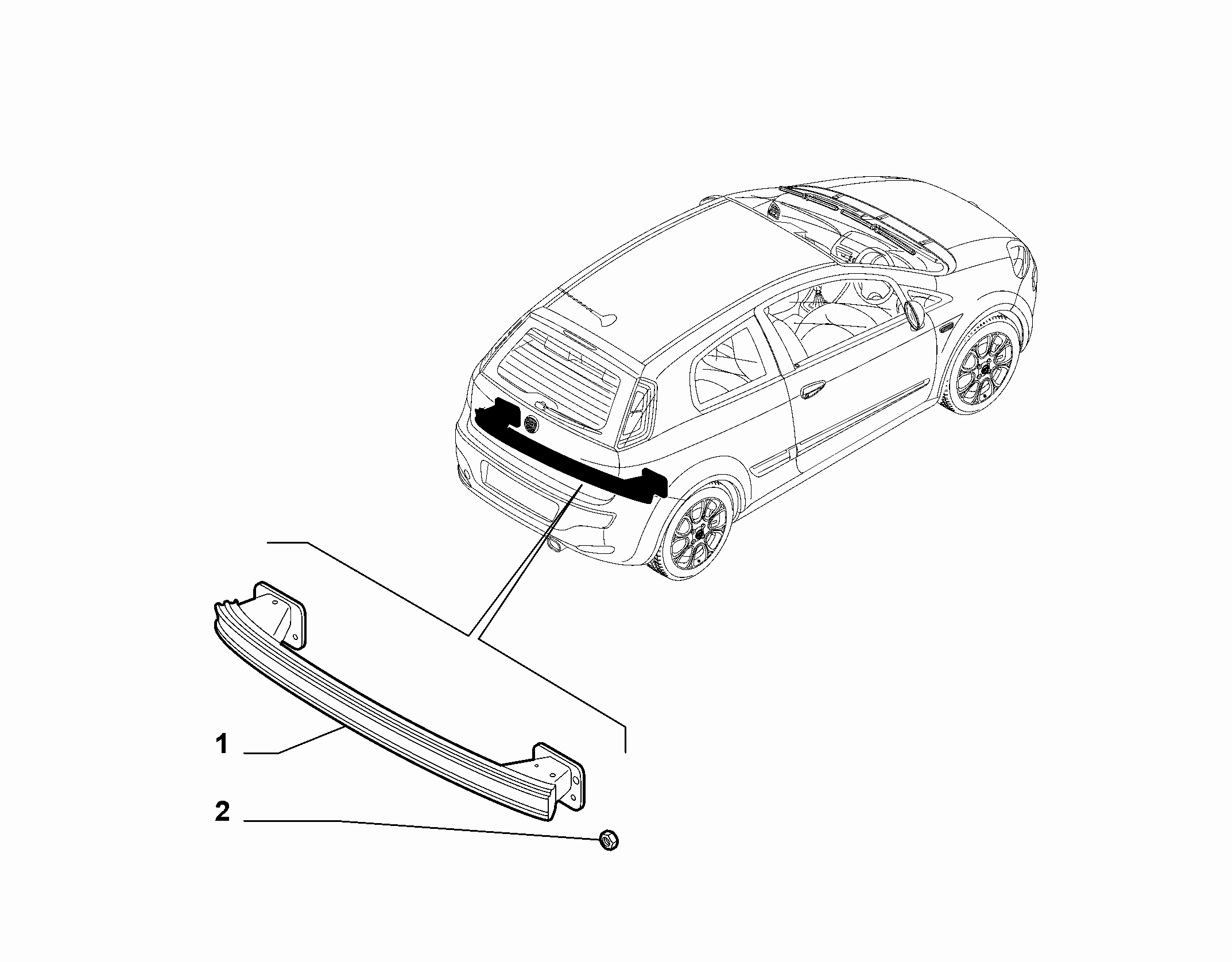 Fiat Punto 199 Rear crash box parts 2009 - 2018 | Eper Global