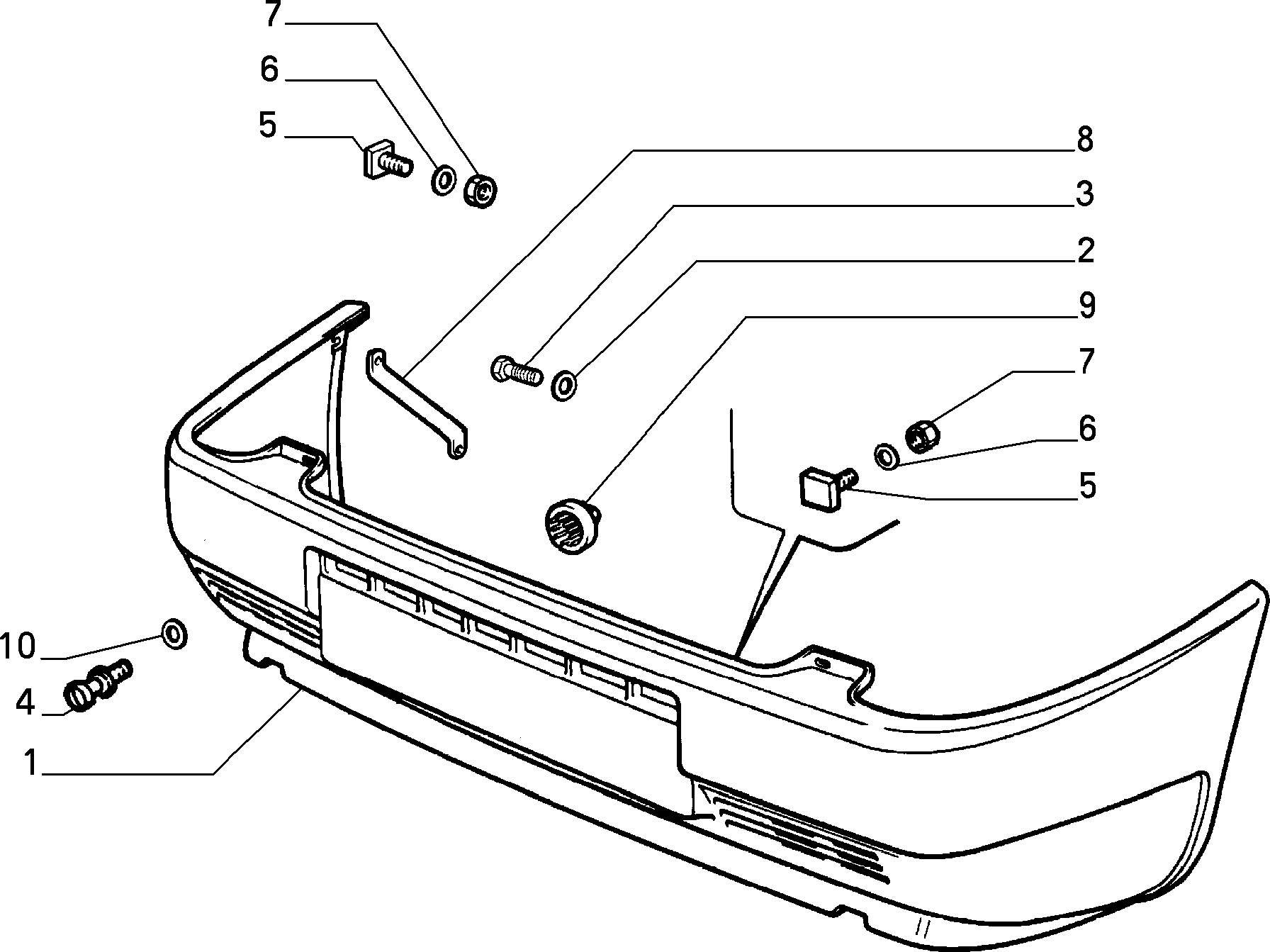 Fiat Mille Front bumper parts 1994 - 1997 | Eper Global