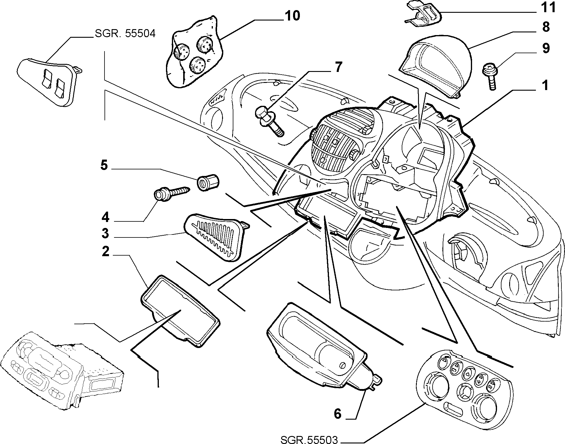 DASHBOARD AND ADDITIONAL UNITS for Fiat PANDA NUOVA PANDA (2003 - 2009)