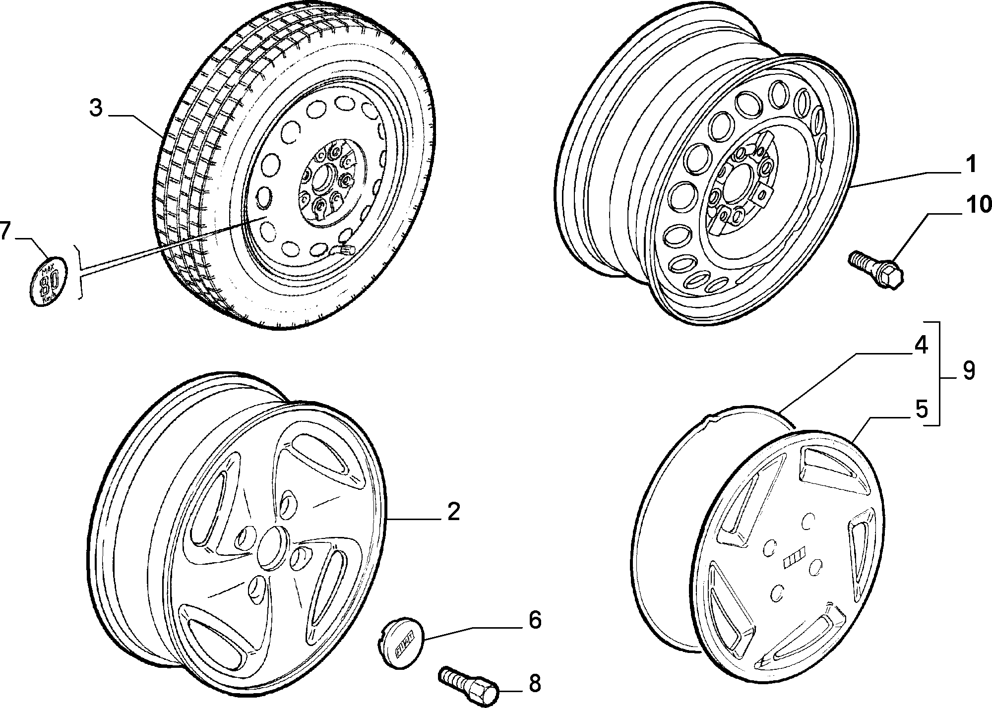 WHEELS for Fiat COUPE COUPE' (1994 - 1996)