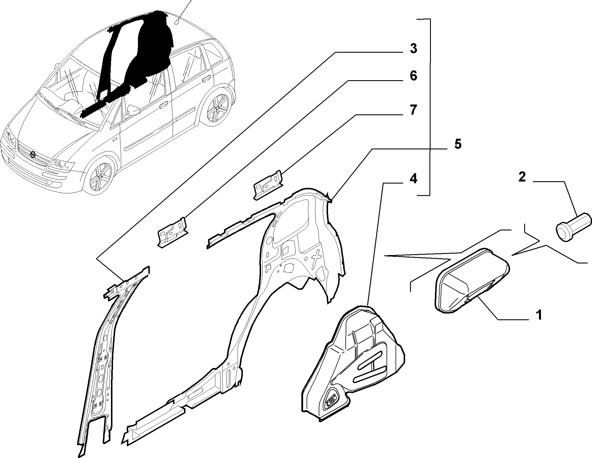 Buy Fiat Idea (Type 350) Facelift Bodyshell, structure rear part parts ...