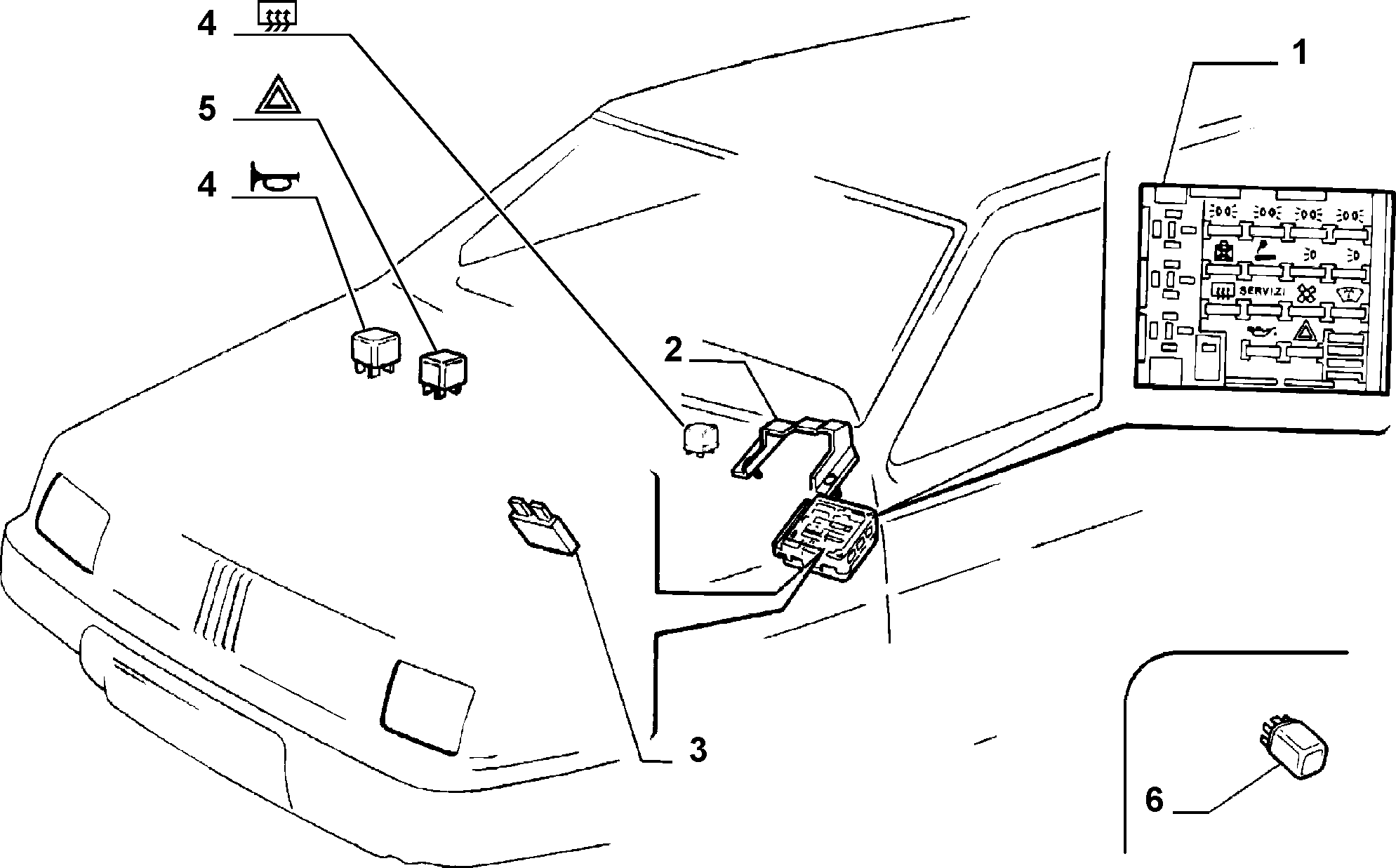Fiat Uno CS 146 Interconnection and remote control switch parts 1988 ...