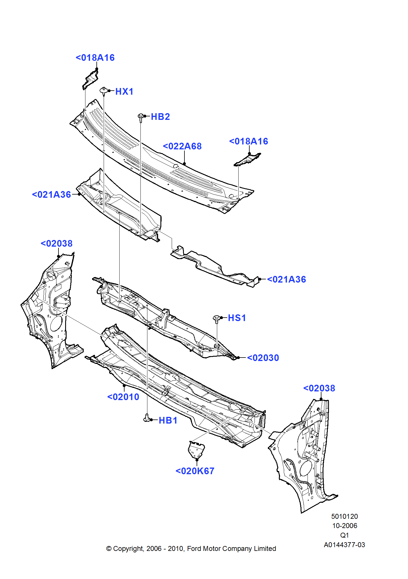 Cowl/Panel And Related Parts FORD Edge 2007-2014/MKX 2007-2015 (TQ1)