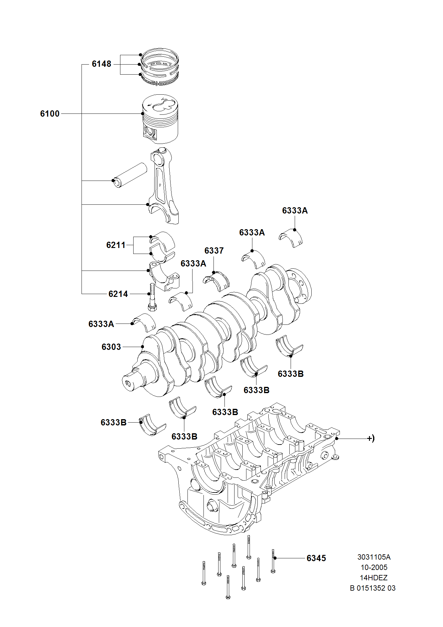 Ford Focus C170 Crankshaft/pistons and bearings parts 1998 - 2005 | EPC ...