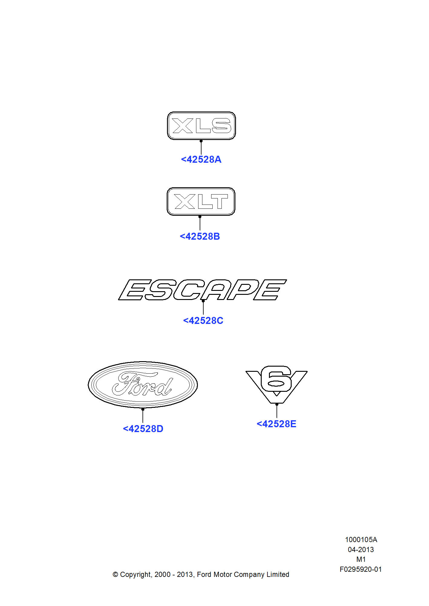 Ford Maverick 1st Generation Name plates parts 2000 - 2006 | EPC Oceania