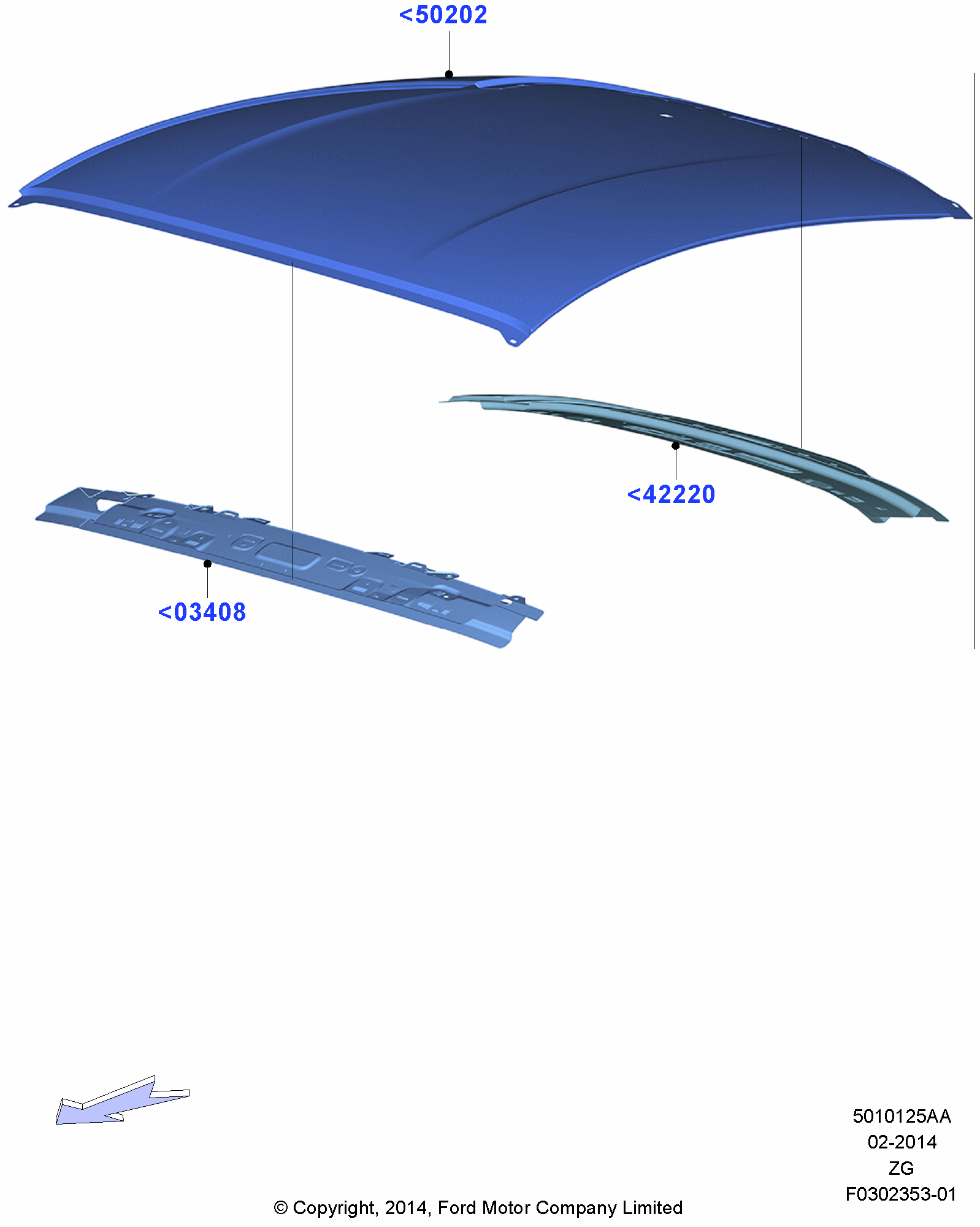 Ford Mustang S550 Roof - sheet metal parts 2015 - 2016 | EPC Europe