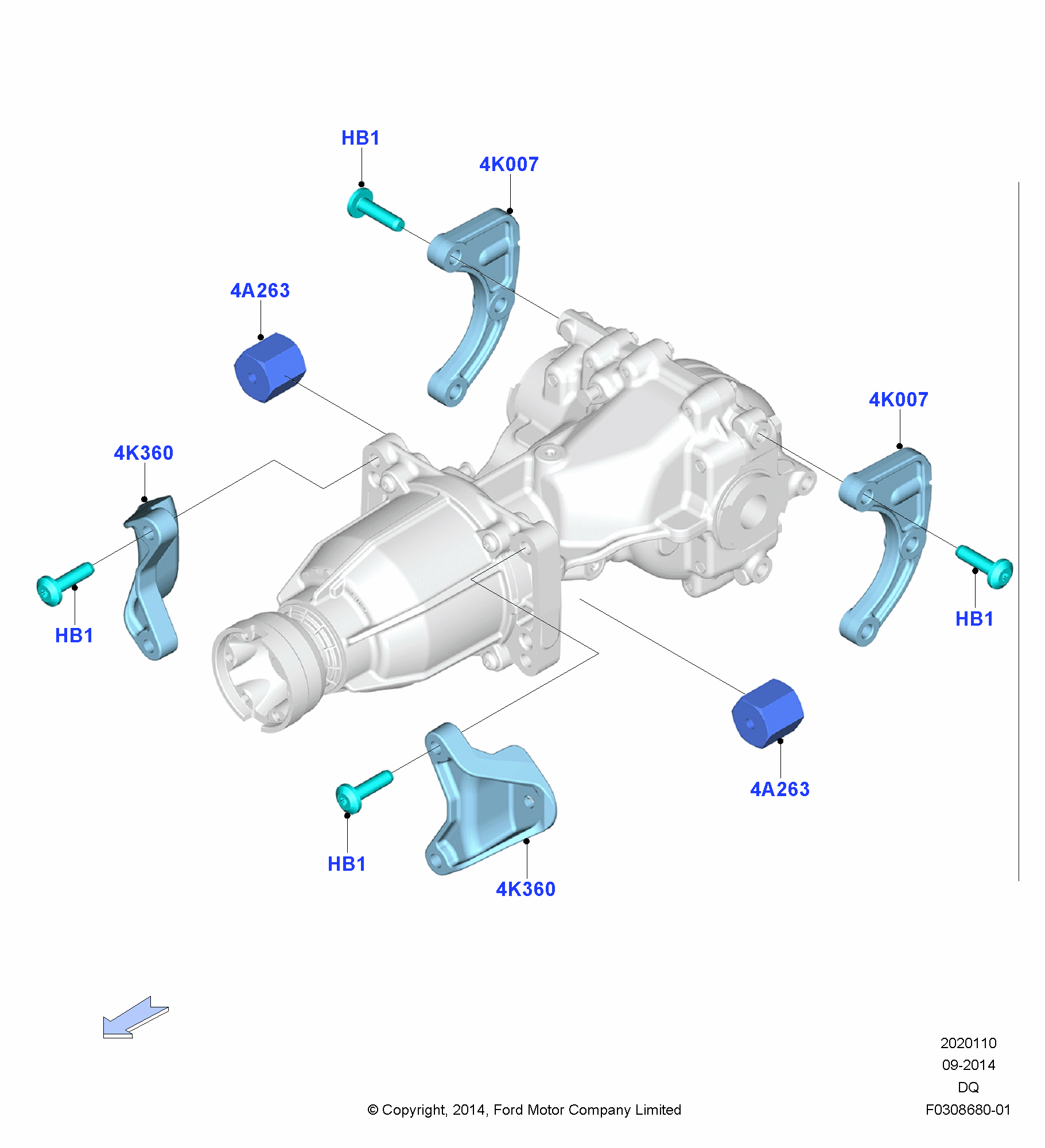 Rear Differential Mounting FORD Edge 2015- (CDQ)