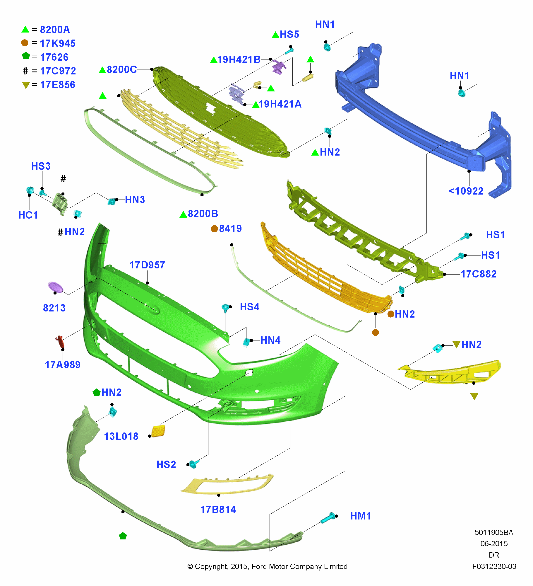 Radiator Grille And Front Bumper FORD S-MAX/Galaxy 2015- (CDR)