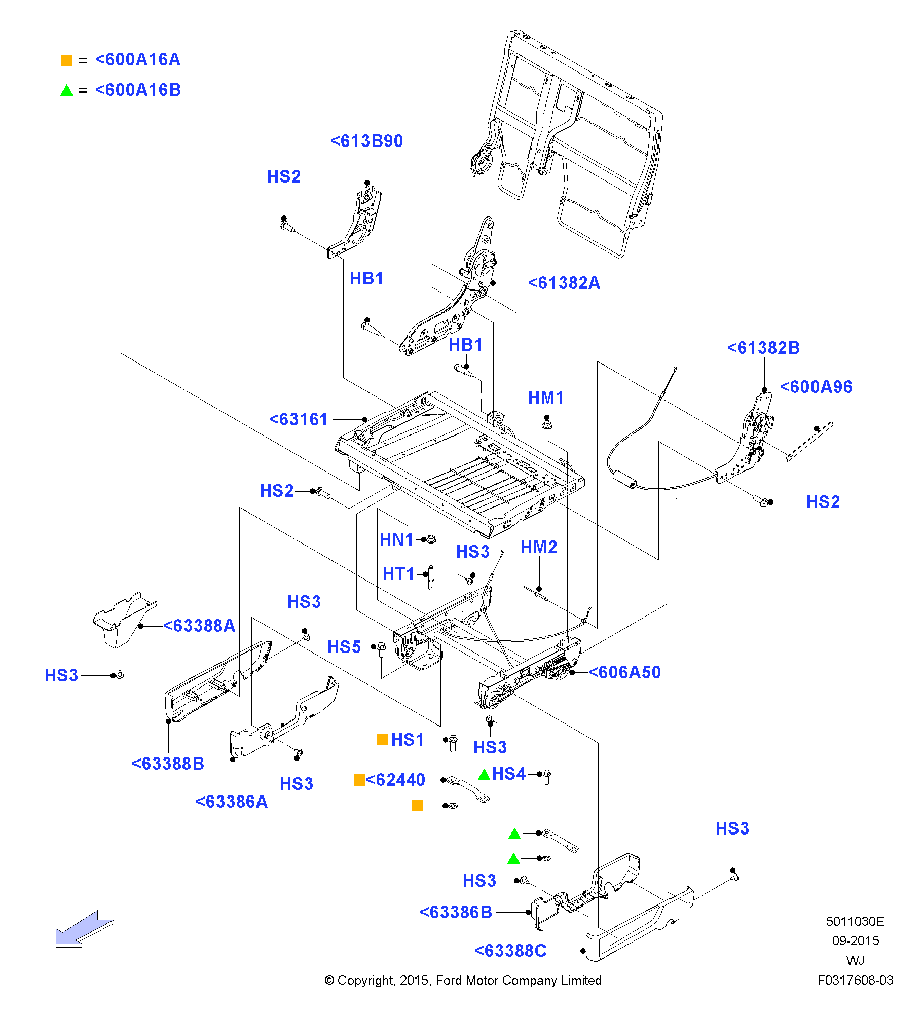 Rear Seat Base FORD Explorer 2013- (TWJ)
