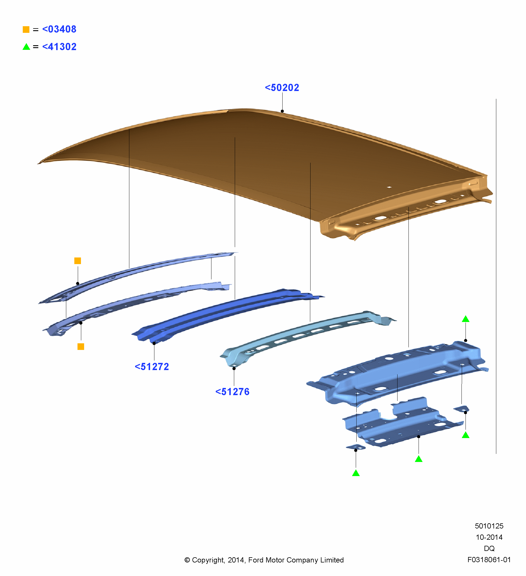 Ford Edge CD539 Roof - sheet metal parts 2016 - 2016 | EPC Europe
