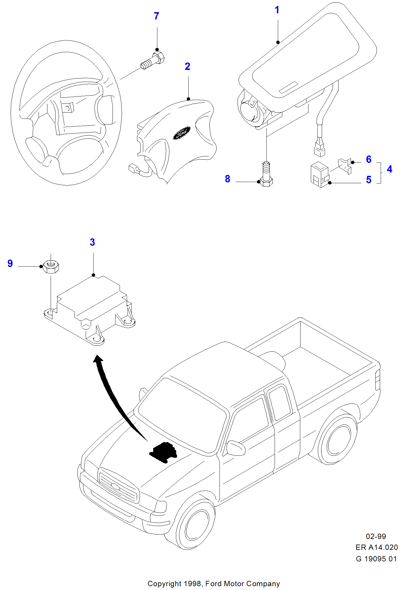 Ford Ranger 1st Genearation Airbag system parts 1998 - 2011 | EPC USA
