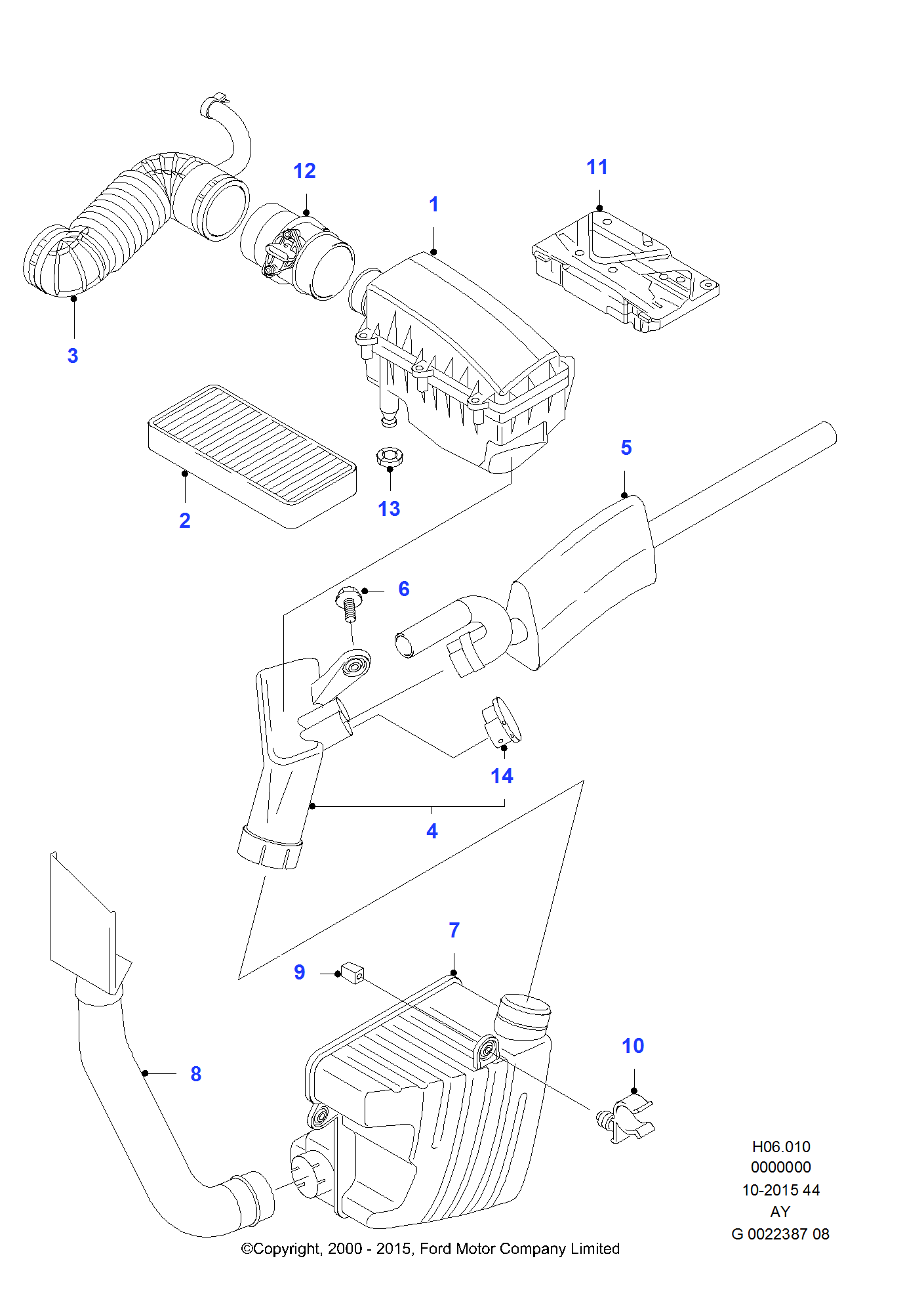 Ford Fiesta FxT/FxD Air cleaner assembly parts 1987 - 1989 | EPC Africa