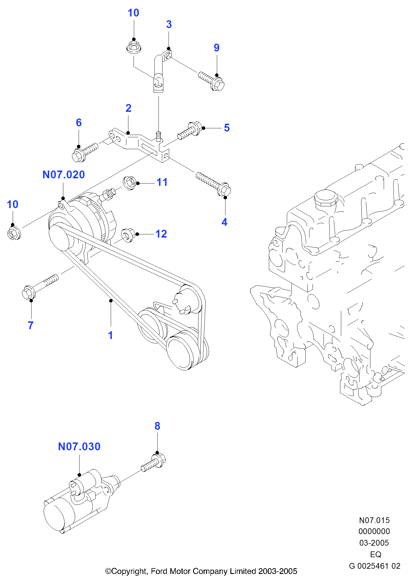 Alternator Mountings & Drive Belts FORD Ranger 2002-2011 (EQ)