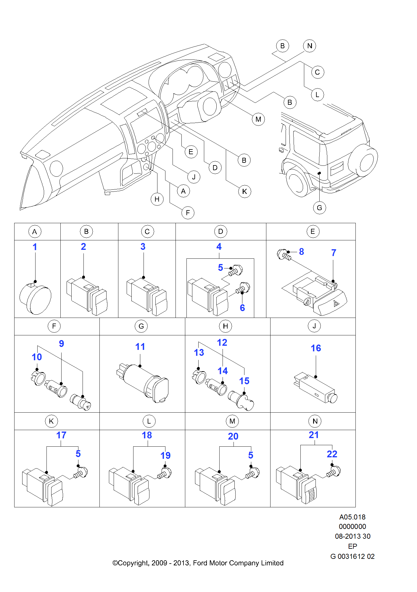 Instrument Panel Related Parts FORD Everest 2009- (EP)