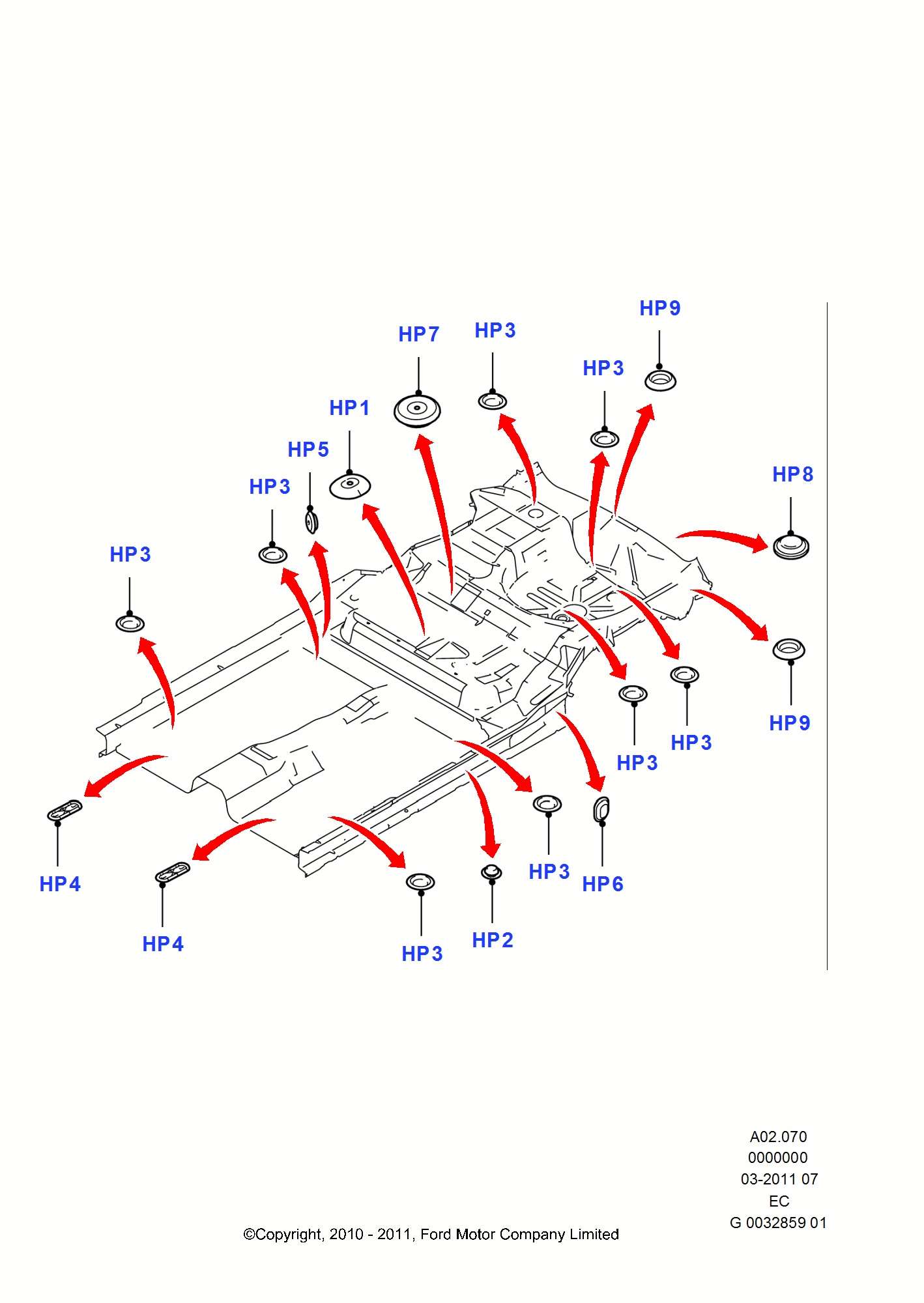 Ford Figo B517 Plugs - floor pan parts 2011 - 2016 | EPC Global