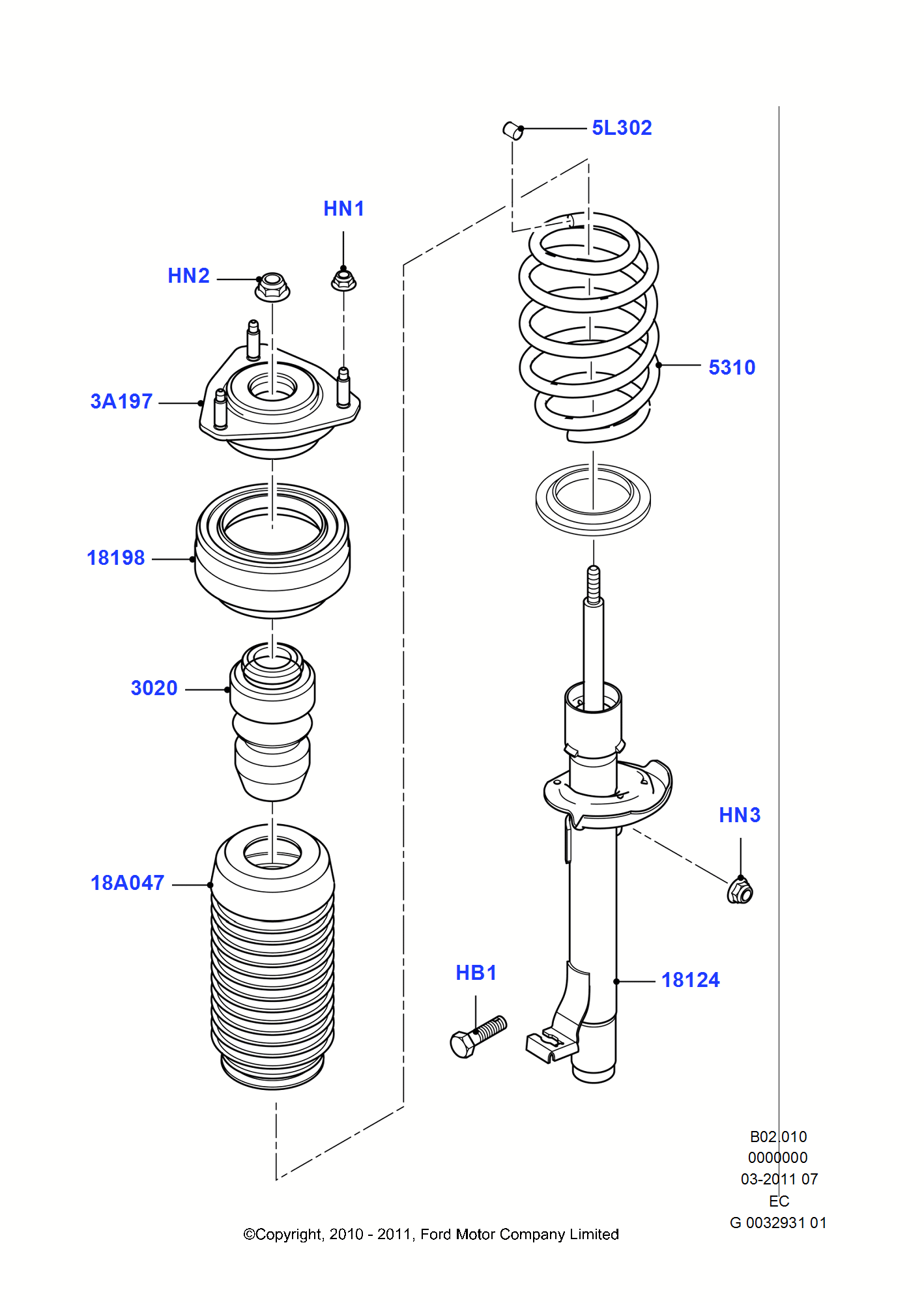 Ford Figo B517 Front suspension struts and springs parts 2011 - 2016 ...