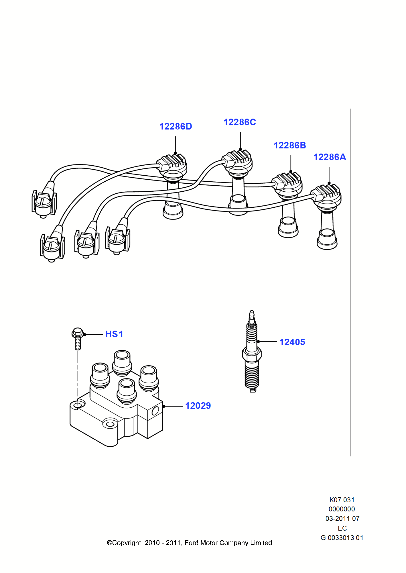 Ford Figo B517 Ignition coil and wires/spark plugs Diagram & OEM Parts ...