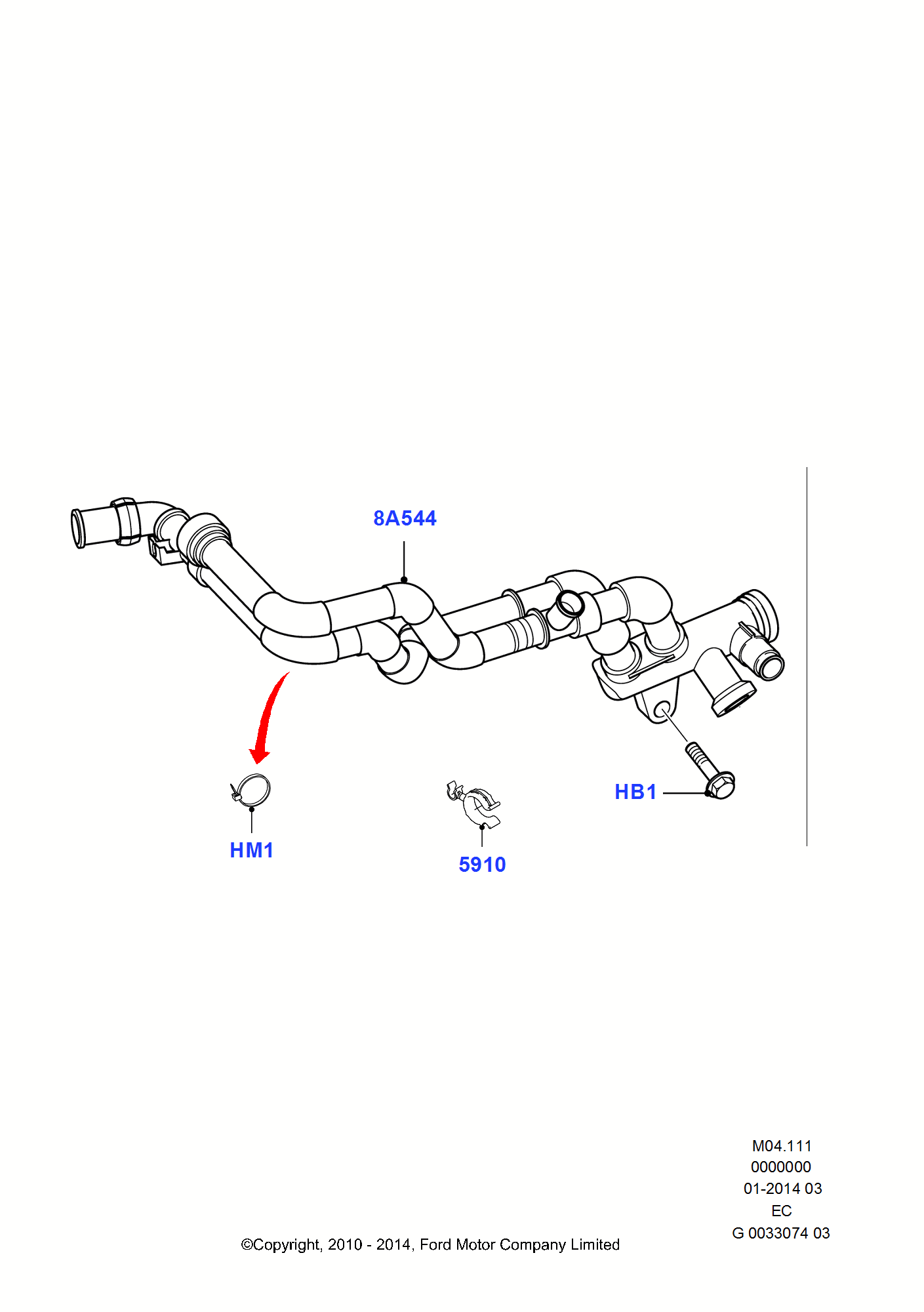 Buy Ford Figo B517 Water manifold and hoses parts online 2011 - 2016 ...