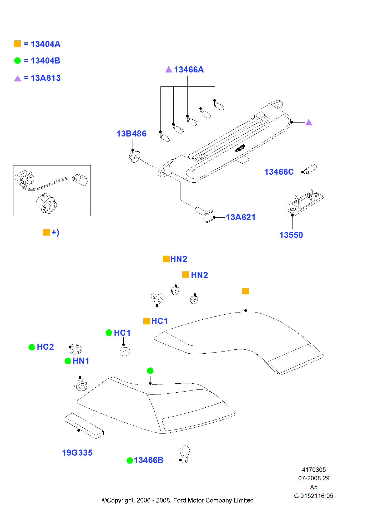 Ford Focus C307/C170 Rear lamps parts 2003 - 2011 | EPC Europe