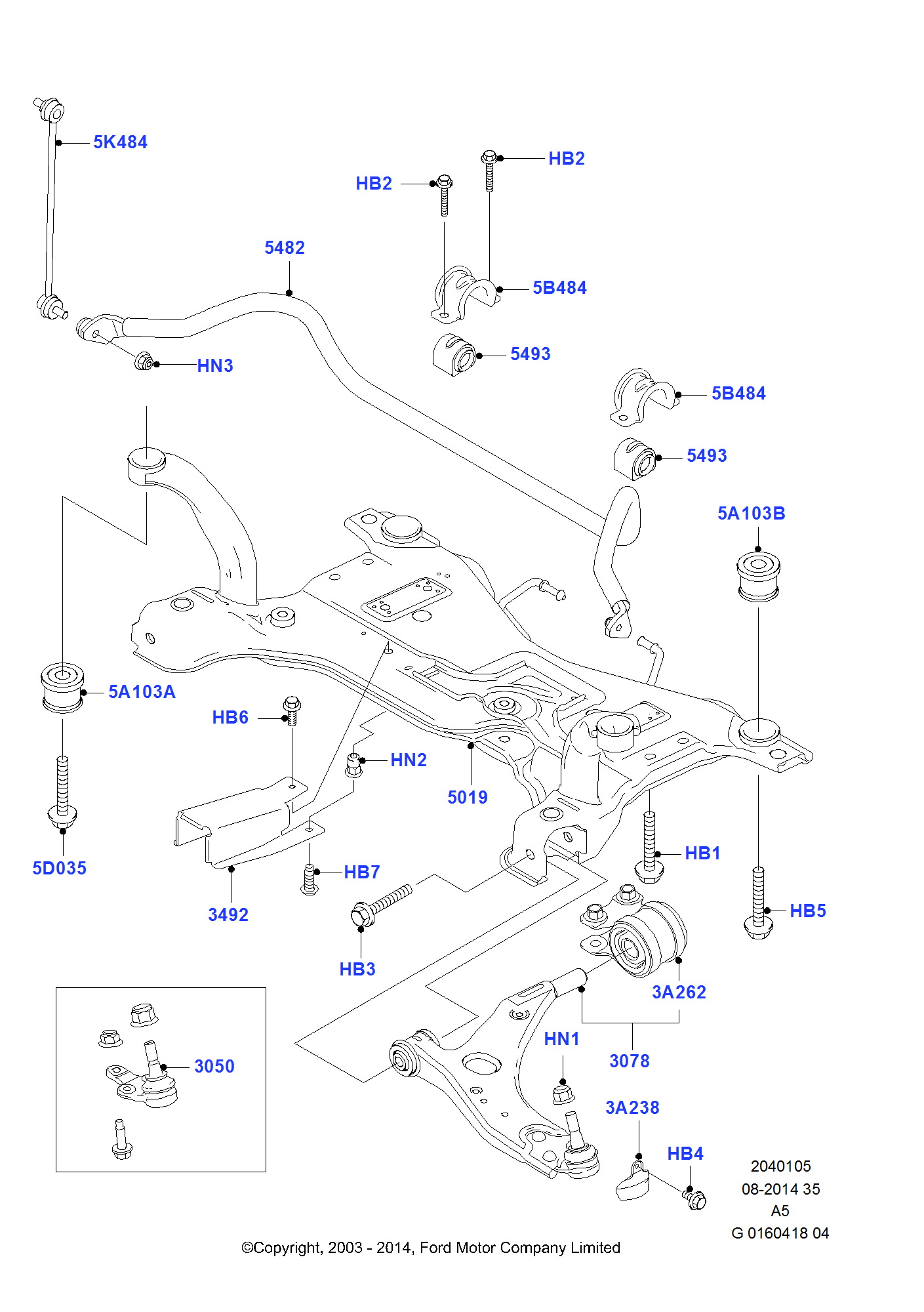 Ford Focus C307/C170 Front susp.arms/stabilizer/x-member parts 2003 ...