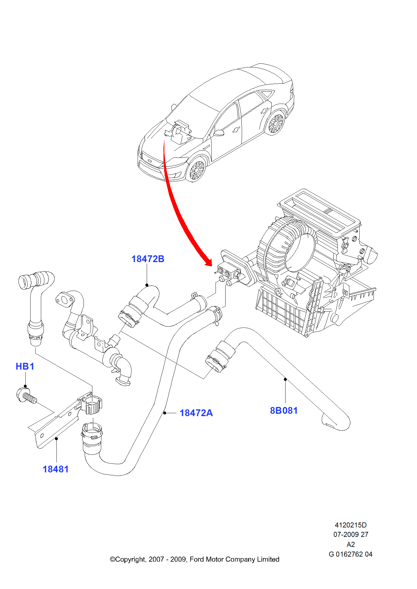 Heater Hoses FORD Mondeo 2007-2014 (CA2)