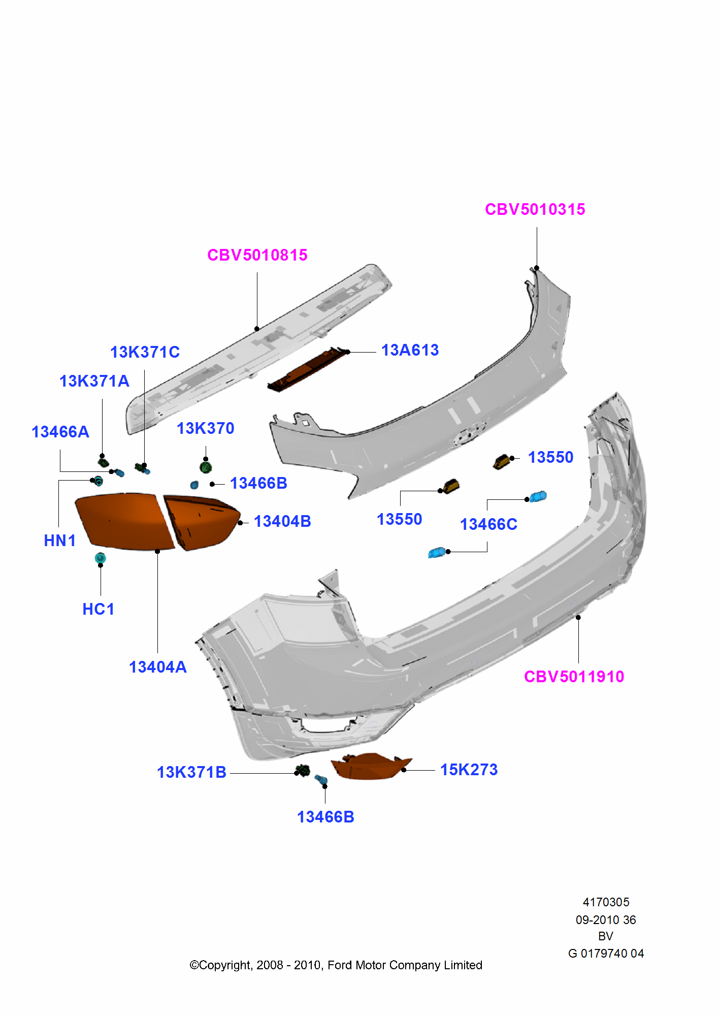 Rear Lamps FORD Kuga 2008-2012 (CBV)