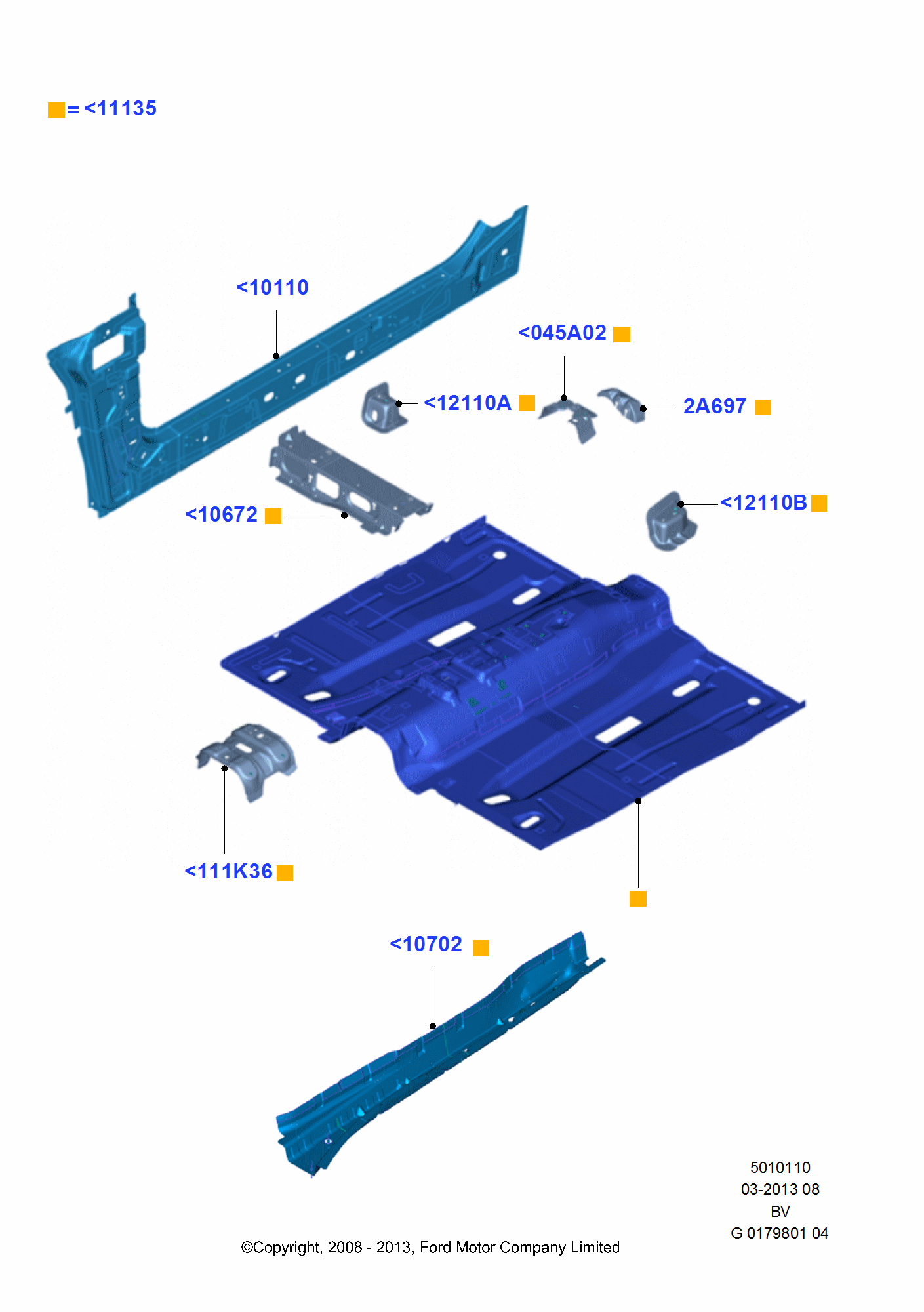 Ford Kuga C394 Bodenblech vorn Teile 2008 - 2012 | EPC Europa