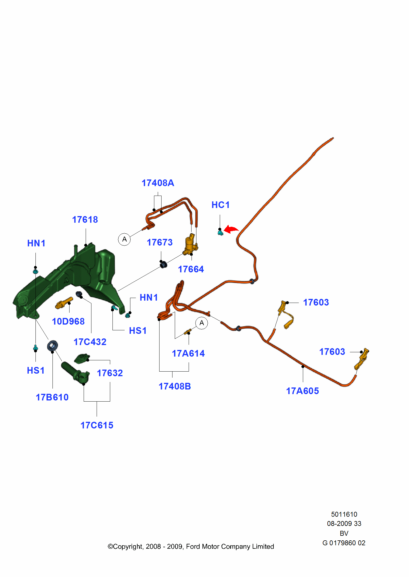 Windscreen Washer FORD Kuga 2008-2012 (CBV)