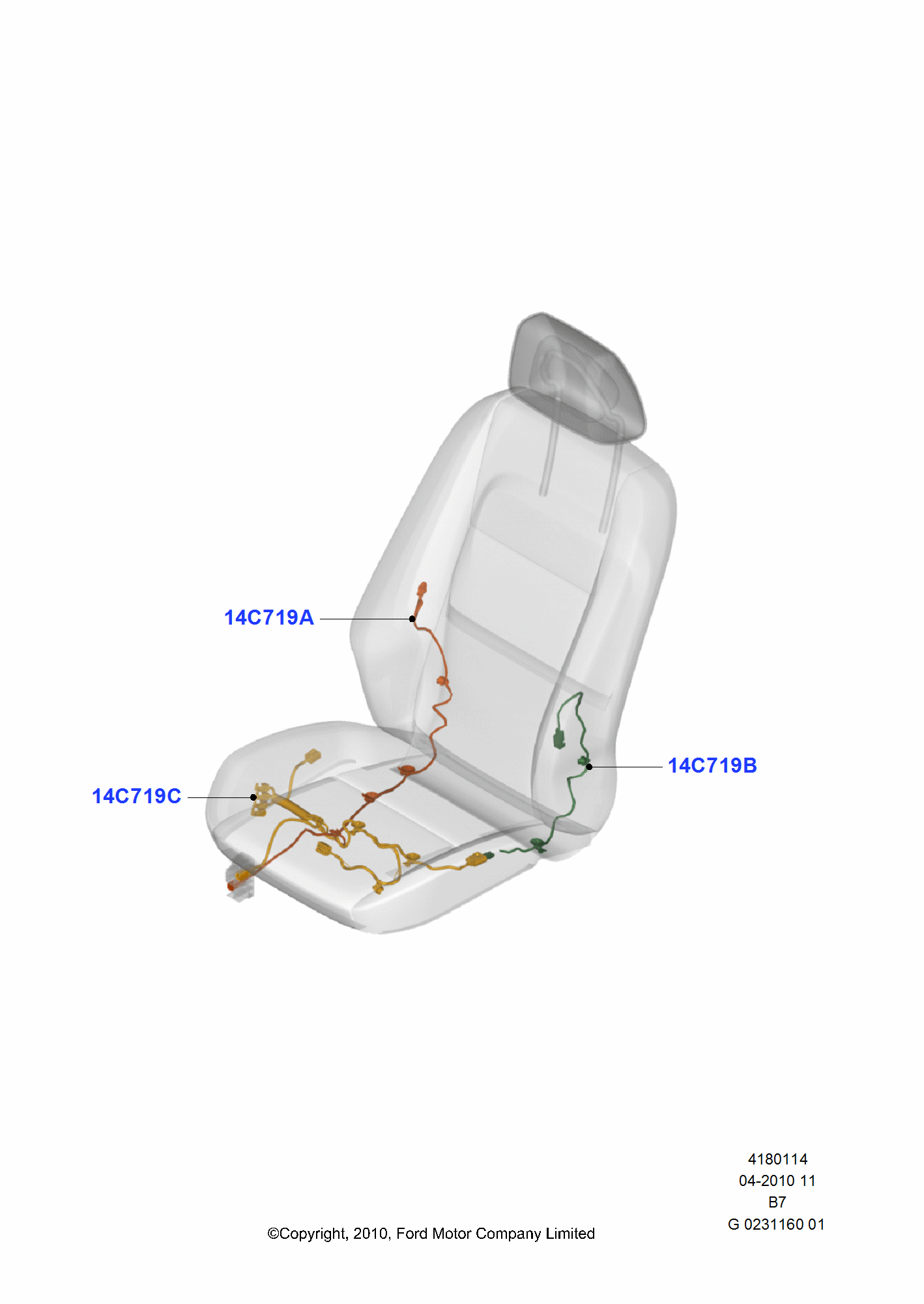 Ford C-Max DXA Wiring - seats parts 2010 - 2016 | EPC Global