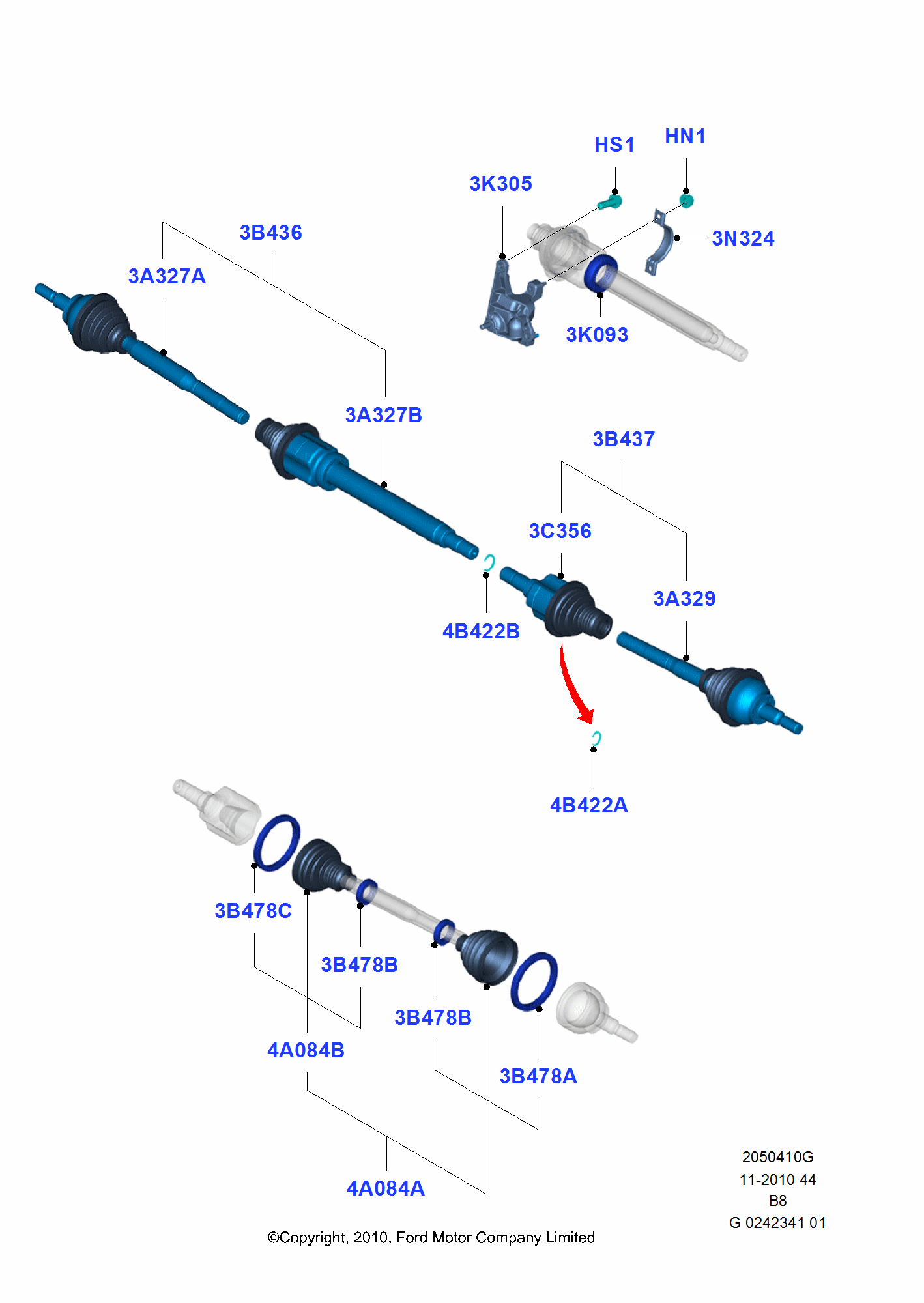 Drive Shaft - Front Axle Drive FORD Focus 2011- (CB8)