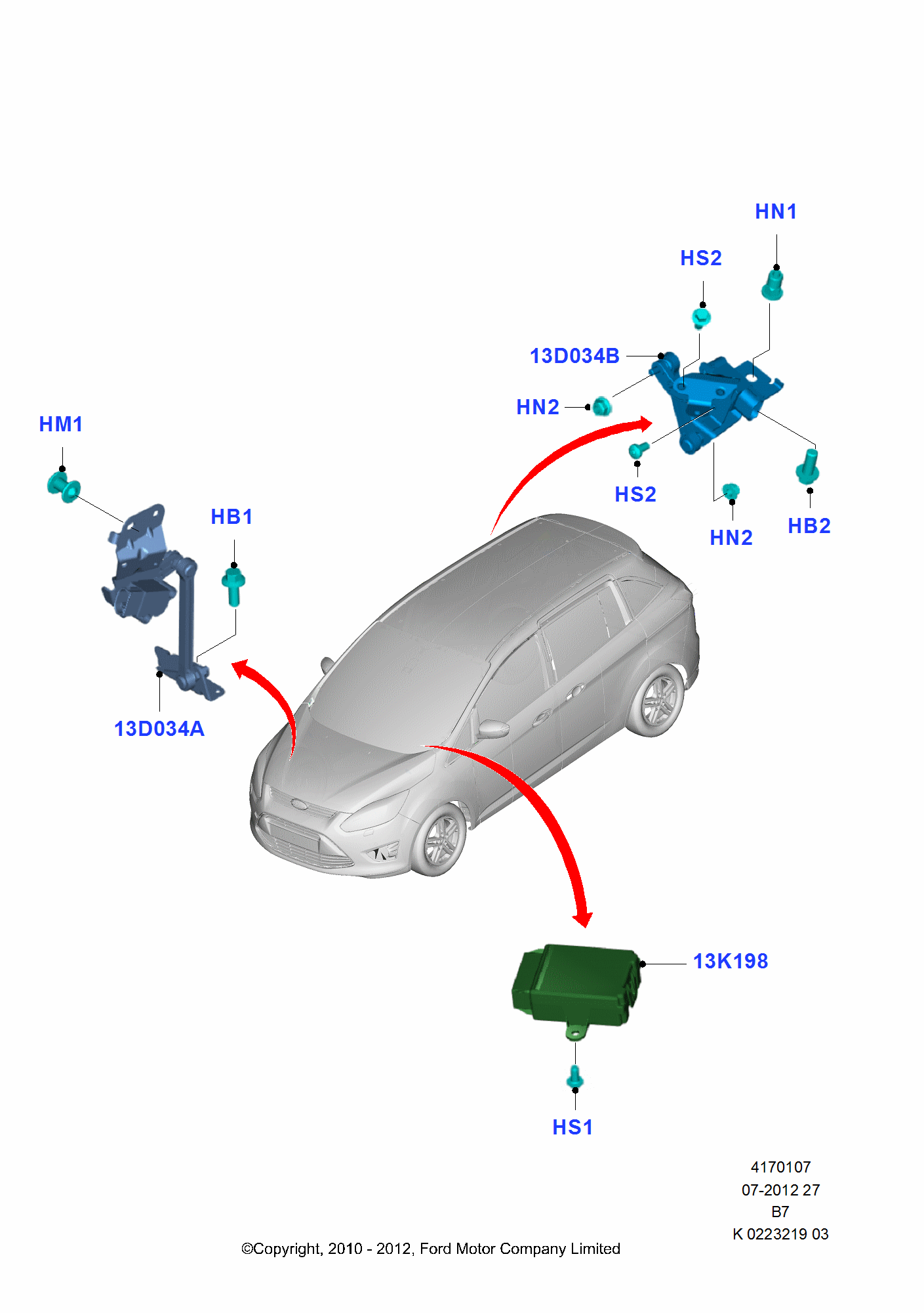 Ford C-Max DXA Automatic headlamp levelling system parts 2010 - 2016 ...