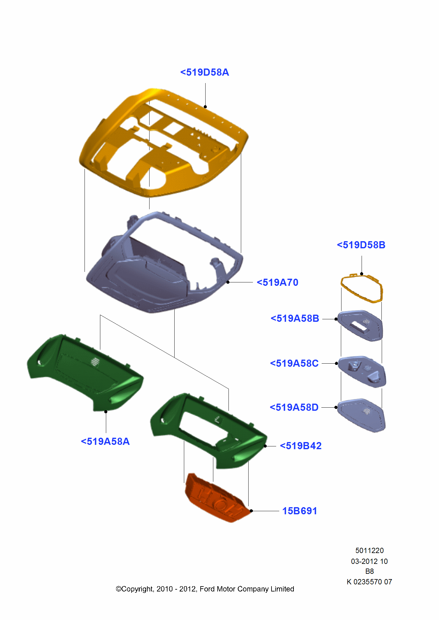 Ford Focus C346 Consolle - in testa pezzi 2011 - 2016 | EPC Europa