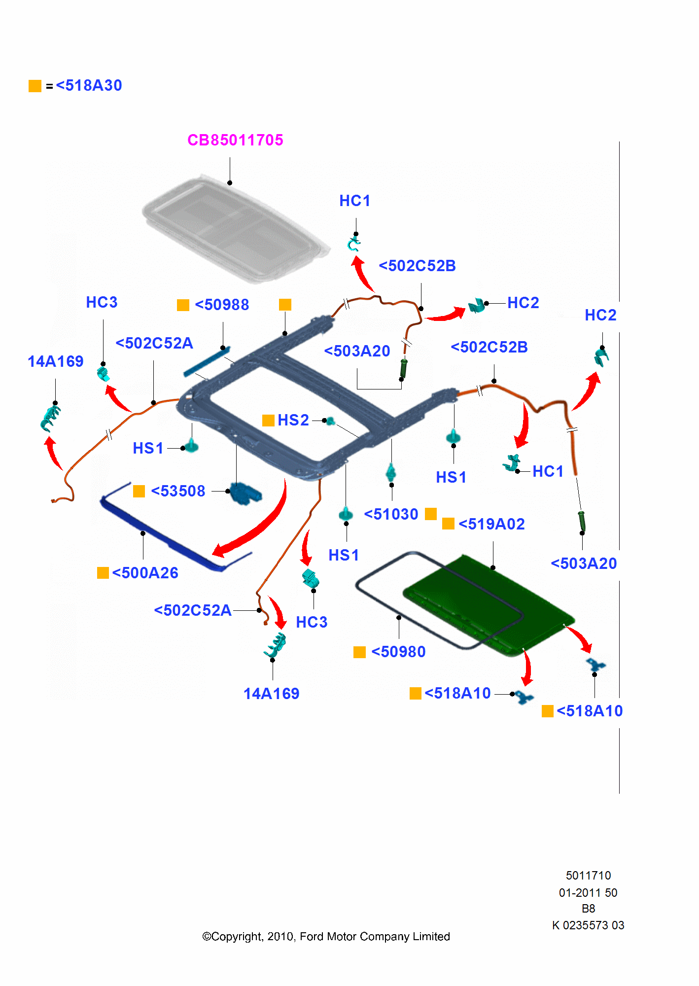 Sliding Roof Mechanism And Controls FORD Focus 2011- (CB8)
