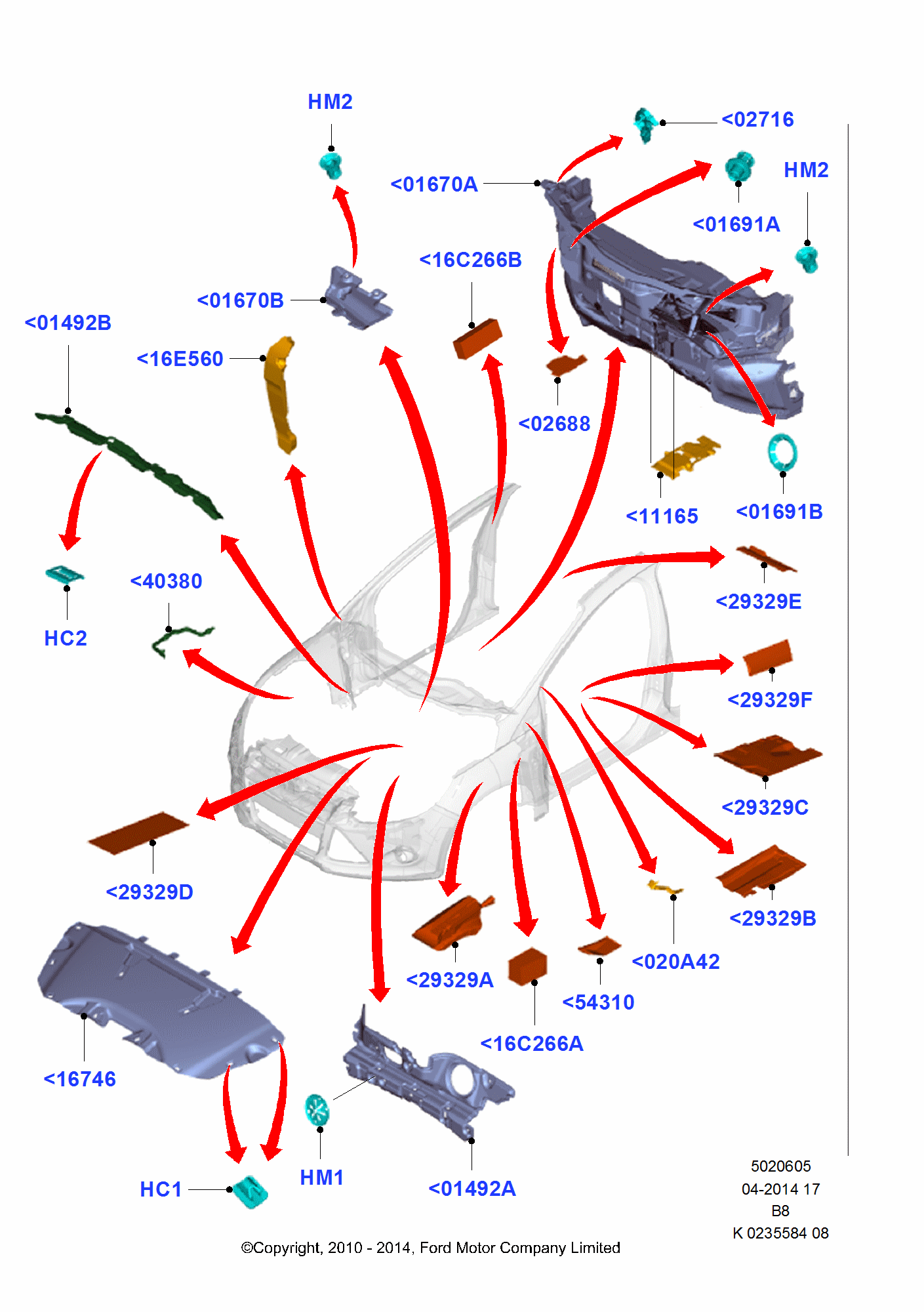 Ford Focus C346 Isolatori - anteriori pezzi 2011 - 2016 | EPC Europa