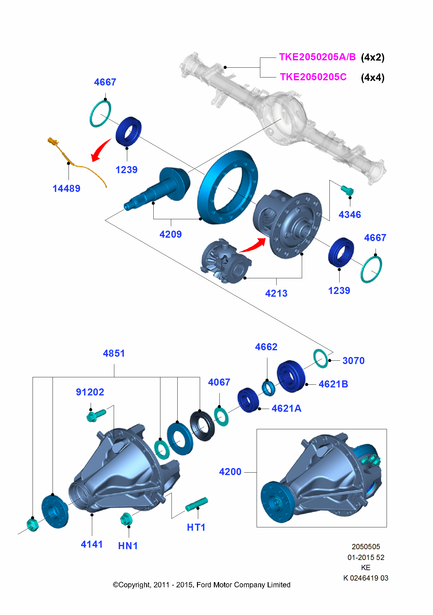 Components - Rear Axle Diff & Carr. FORD Ranger 2011- (TKE)