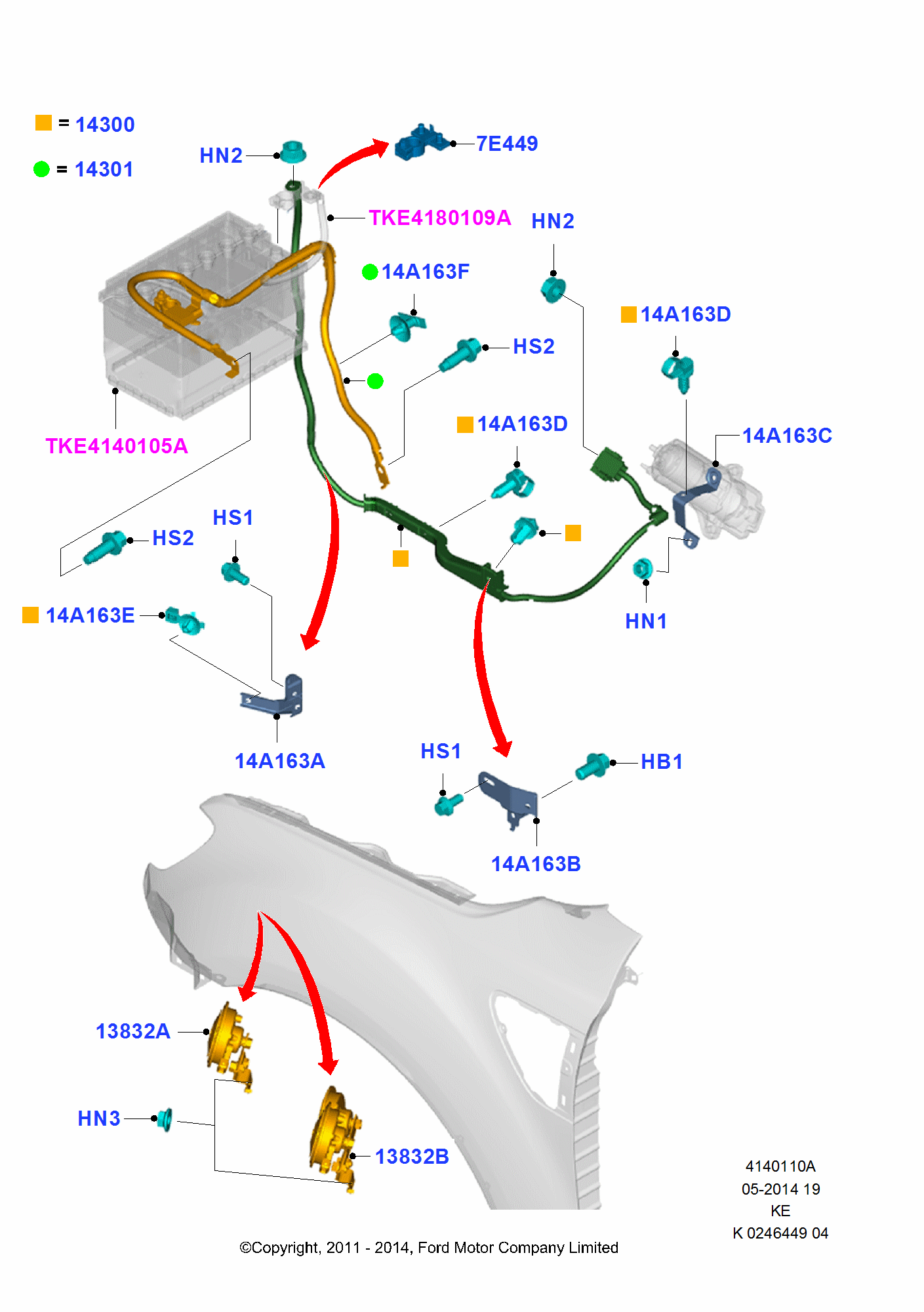 Battery Cables And Horn FORD Ranger 2011- (TKE)