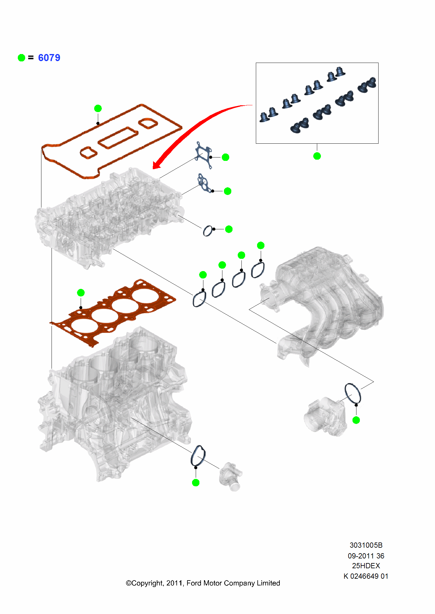 Ford Ranger T6 1st Generation Engine gasket kits parts 2011 - 2016 ...