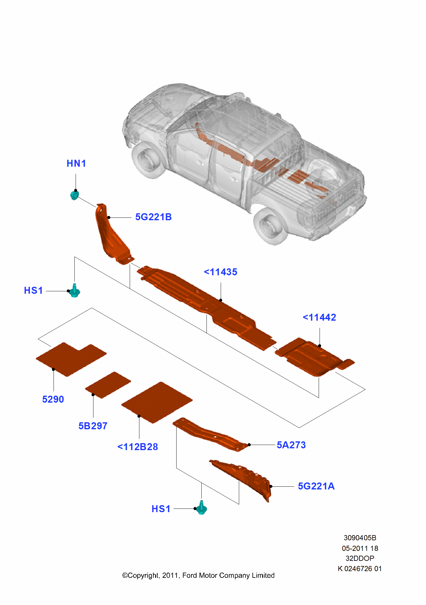 Heat Shields - Exhaust System FORD Ranger 2011- (TKE)