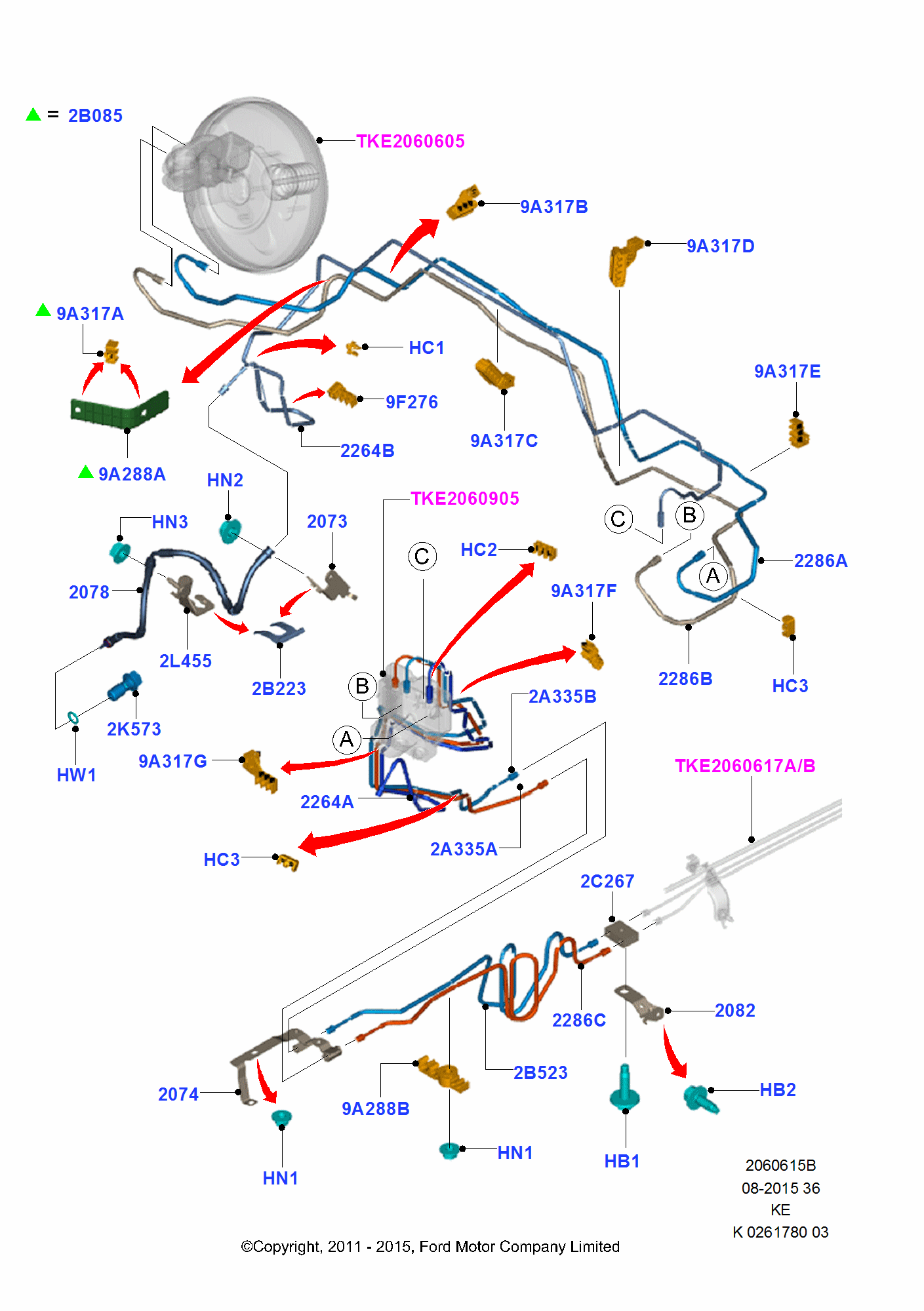 Front Brake Pipes FORD Ranger 2011- (TKE)
