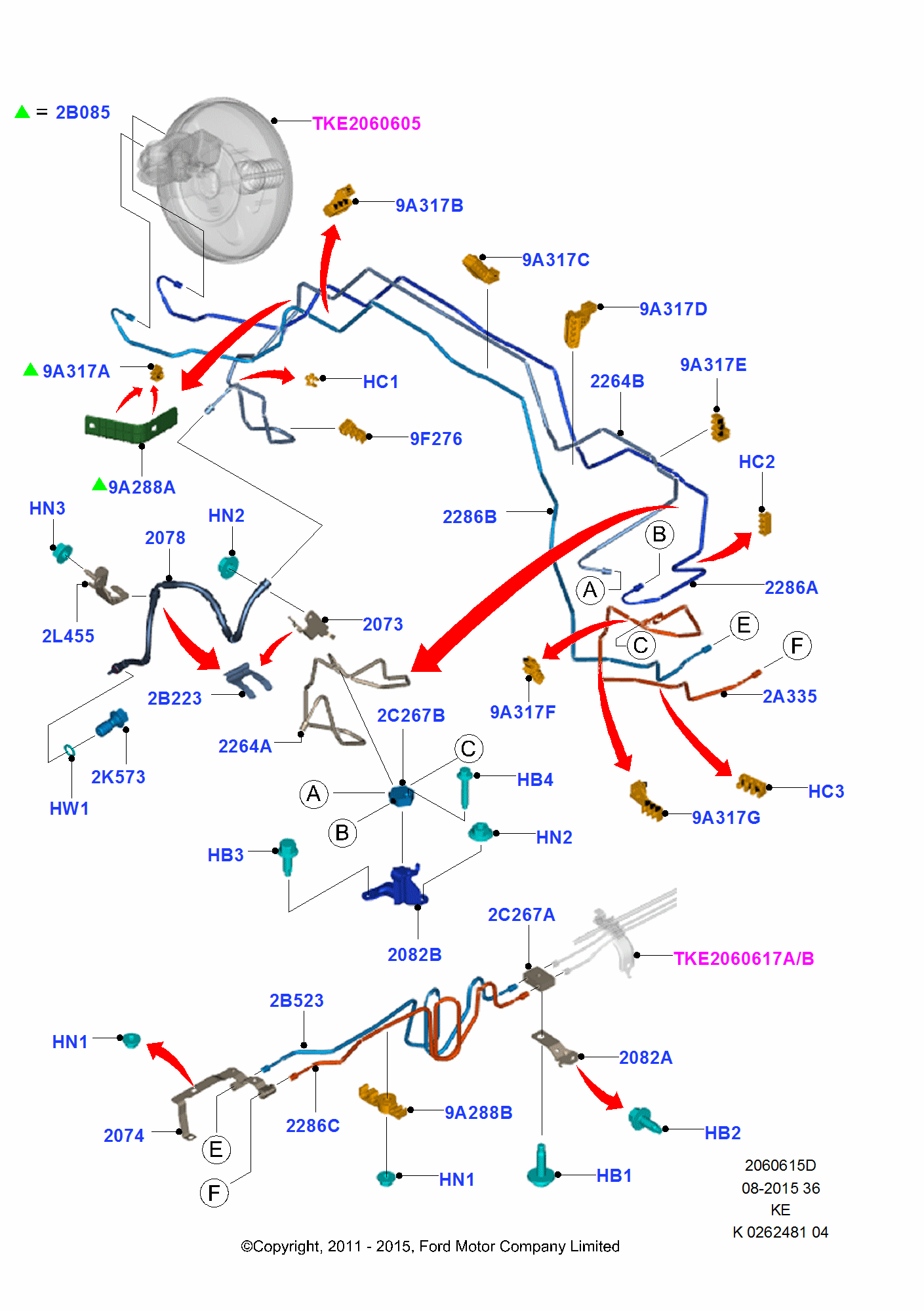 Front Brake Pipes FORD Ranger 2011- (TKE)