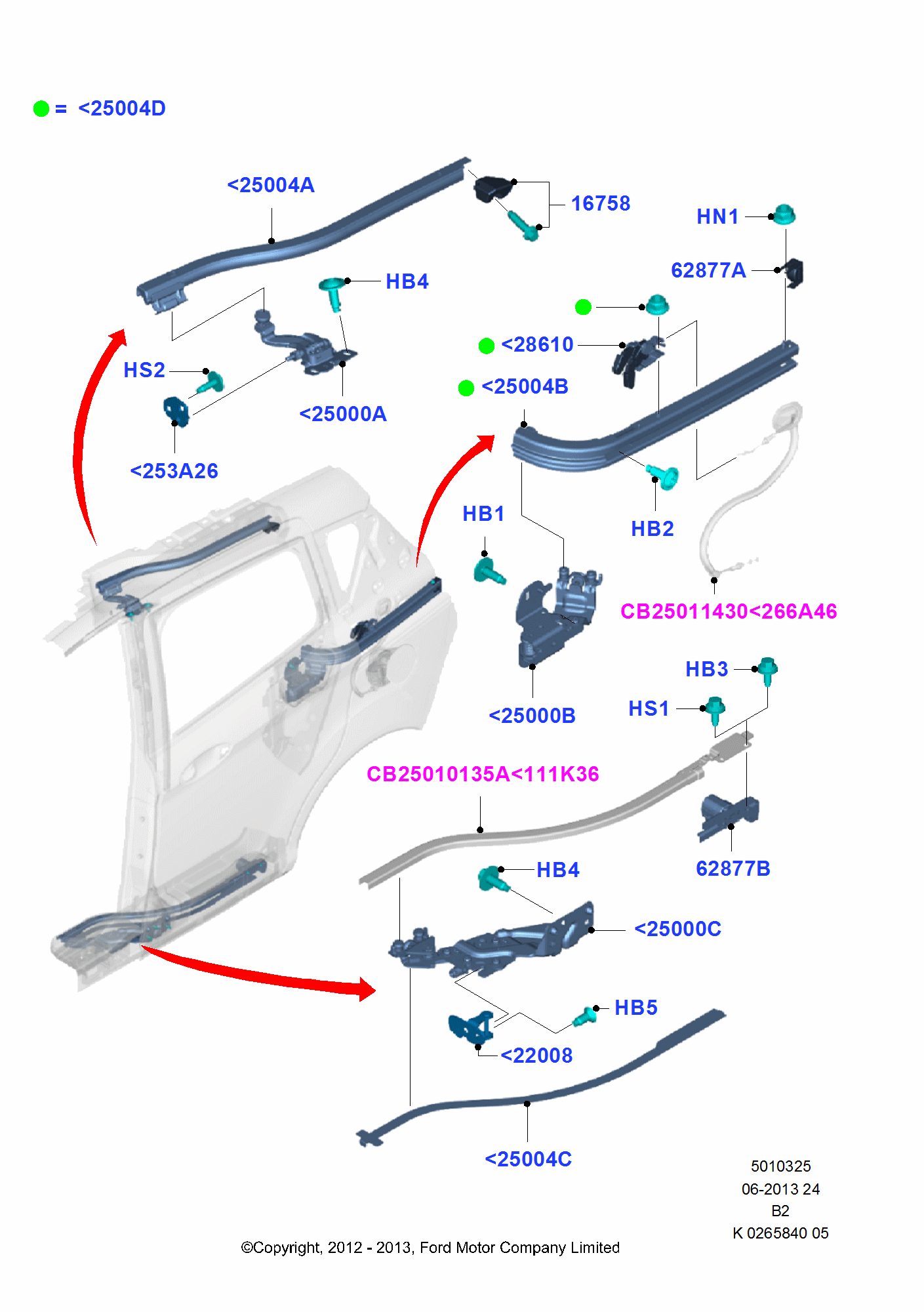 Ford B-Max JK8 Track - sliding side load door parts 2012 - 2016 | EPC ...